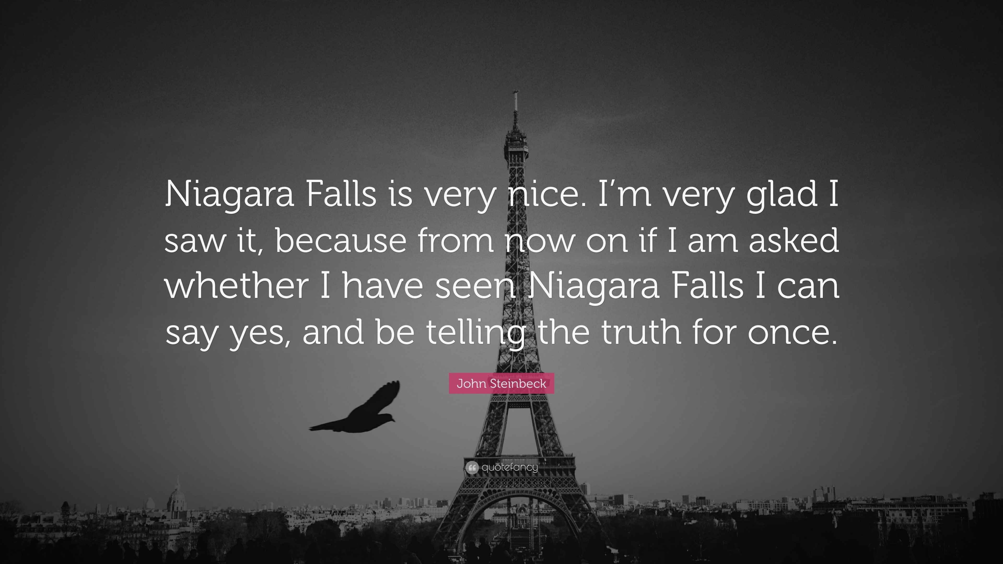 John Steinbeck Quote: “Niagara Falls is very nice. I’m very glad I saw ...