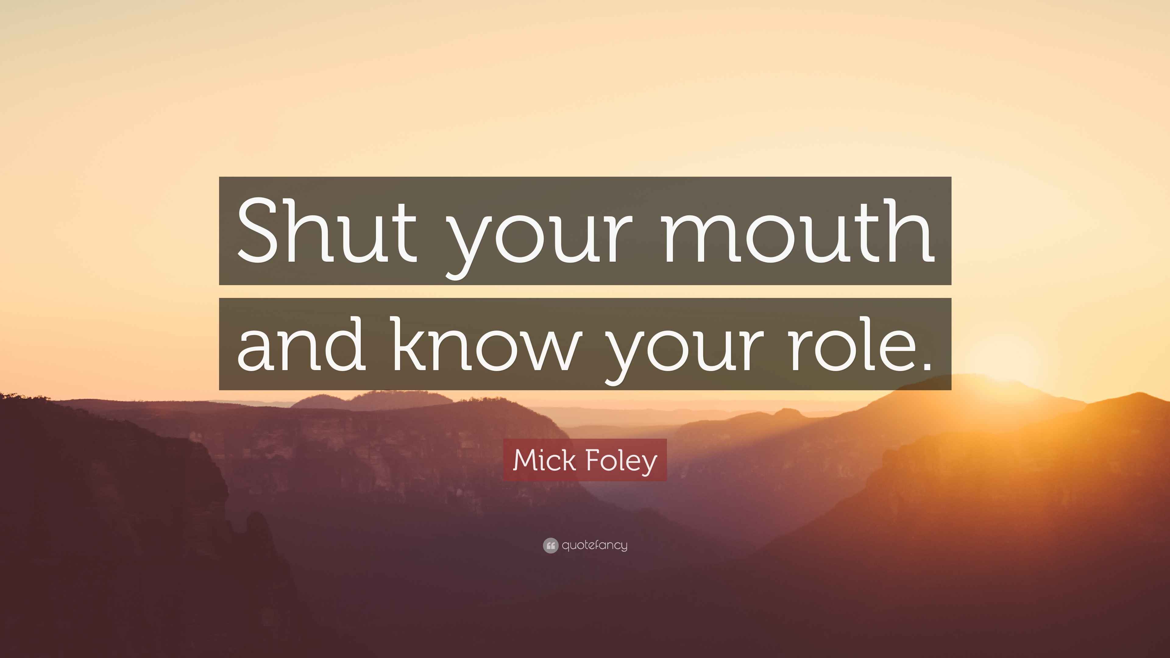 Mick Foley Quote: “Shut your mouth and know your role.”