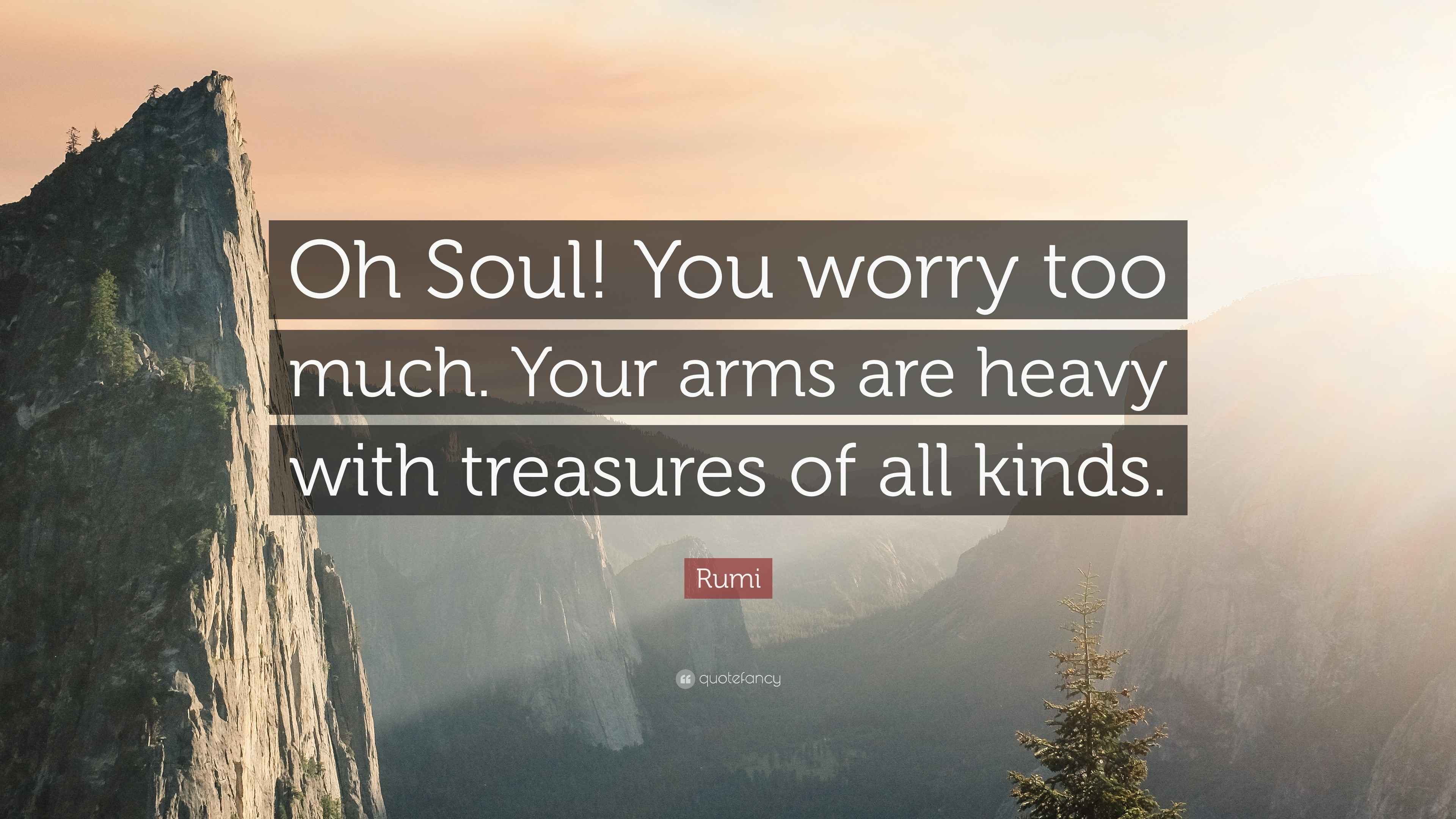 Rumi Quote: “Oh Soul! You worry too much. Your arms are heavy with ...