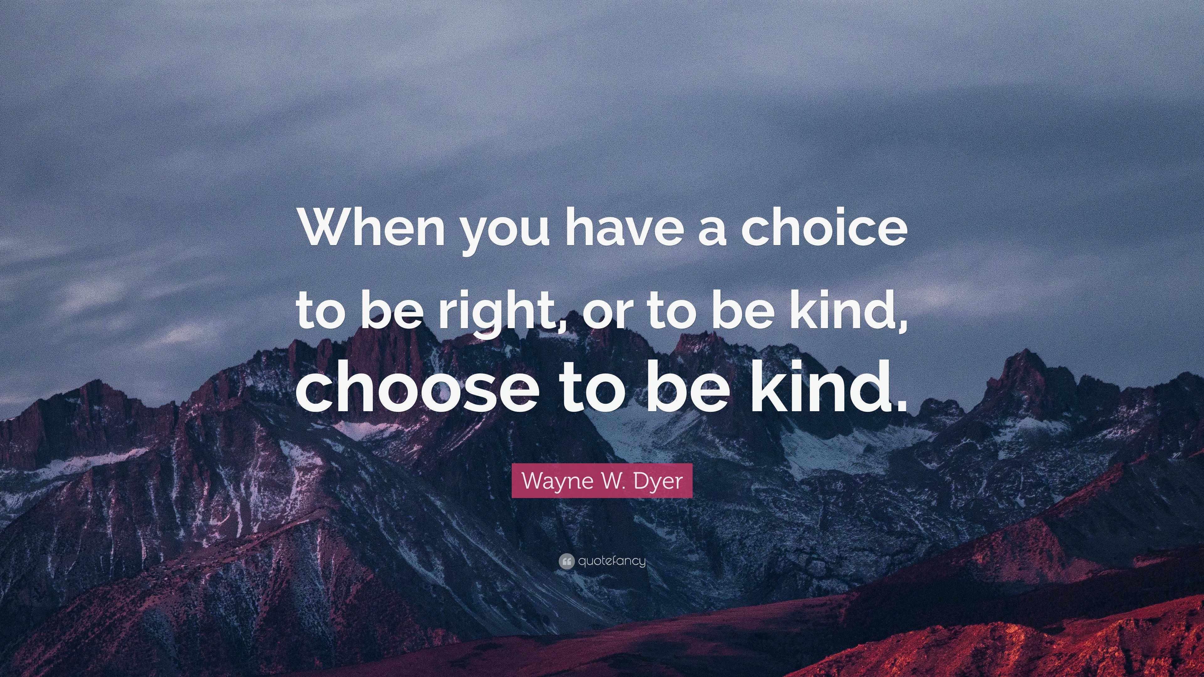 Wayne W. Dyer Quote: “When you have a choice to be right, or to be kind ...