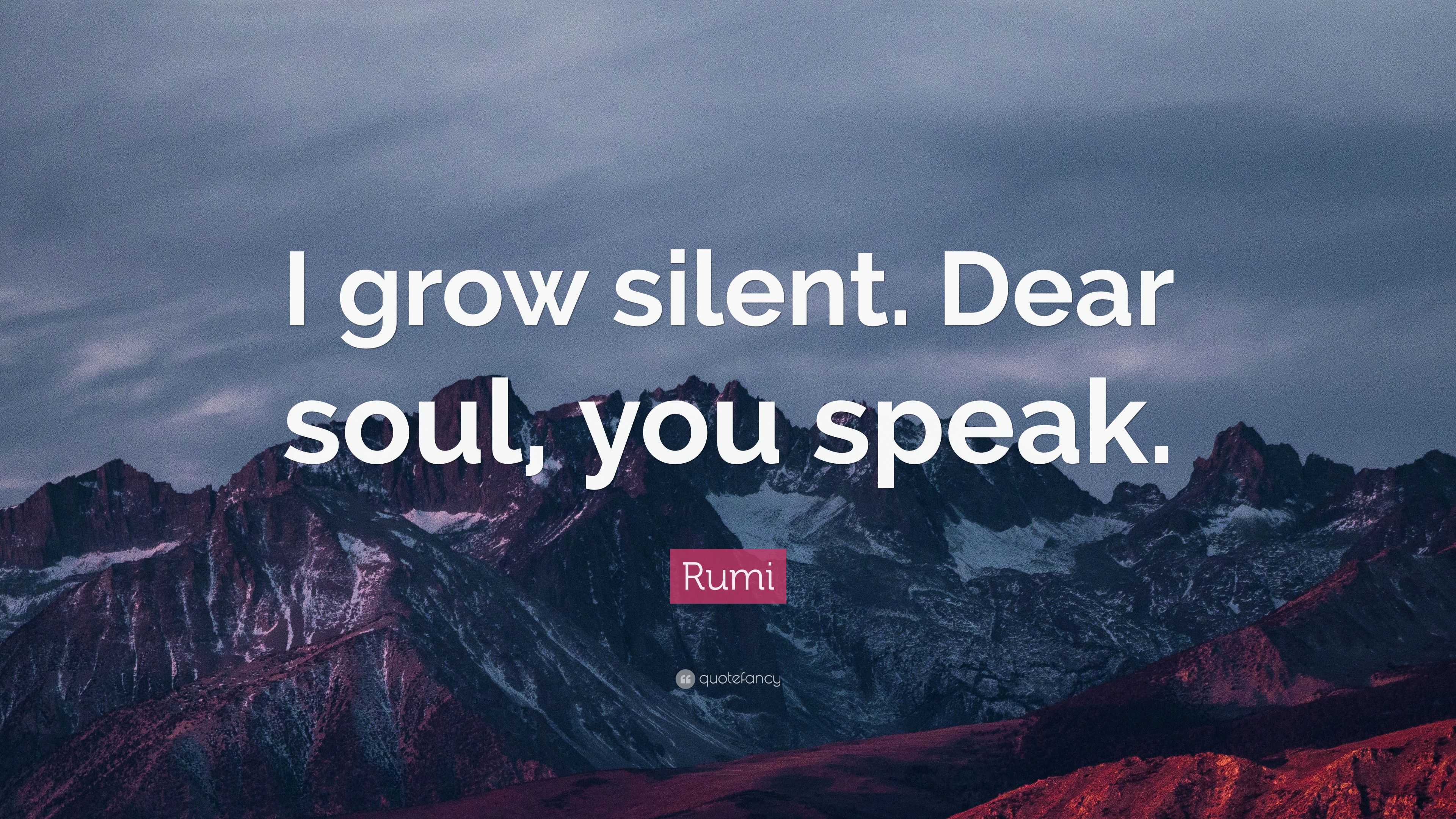 Rumi Quote: “I grow silent. Dear soul, you speak.”