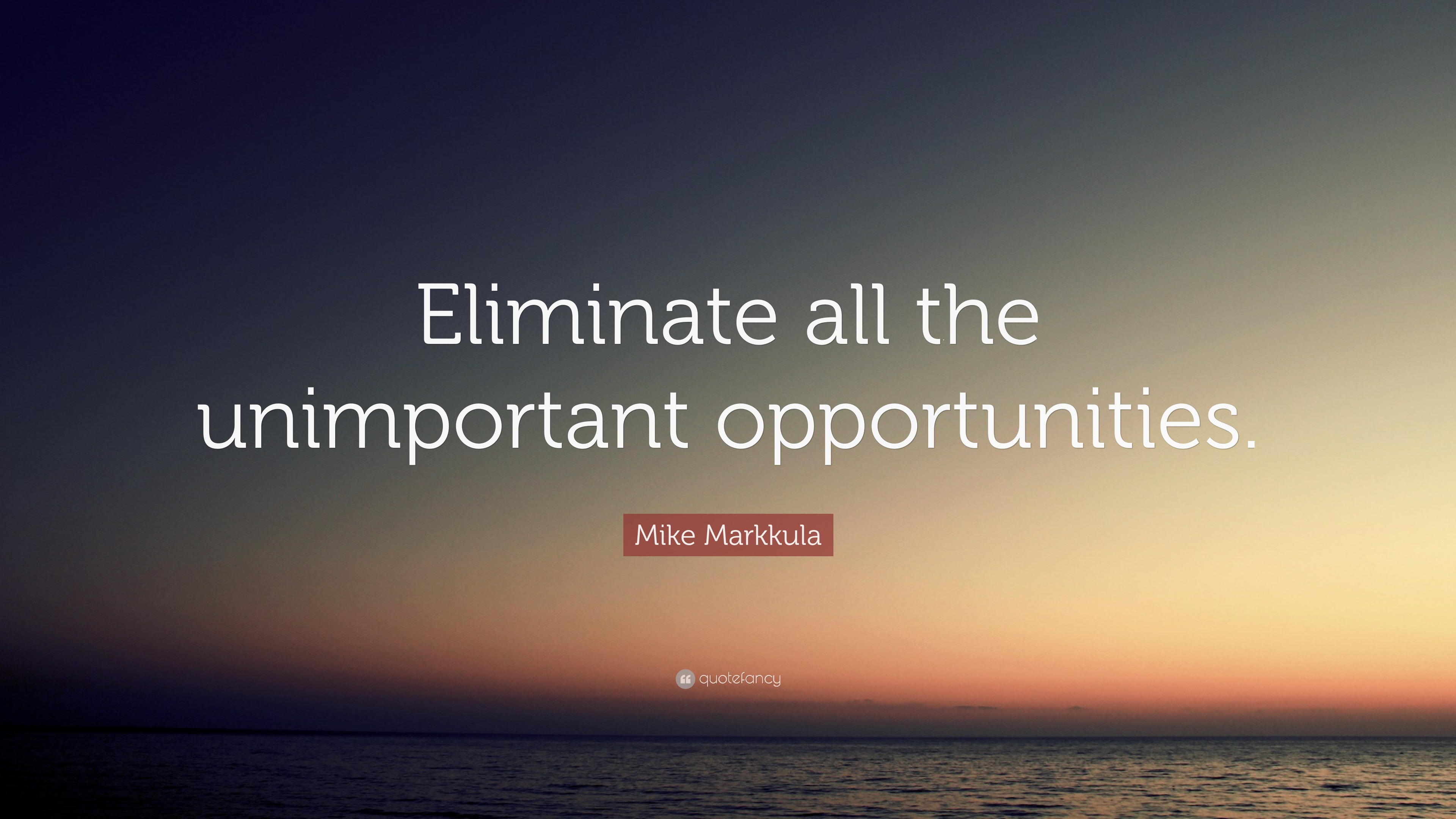Mike Markkula Quote: “Eliminate all the unimportant opportunities.”