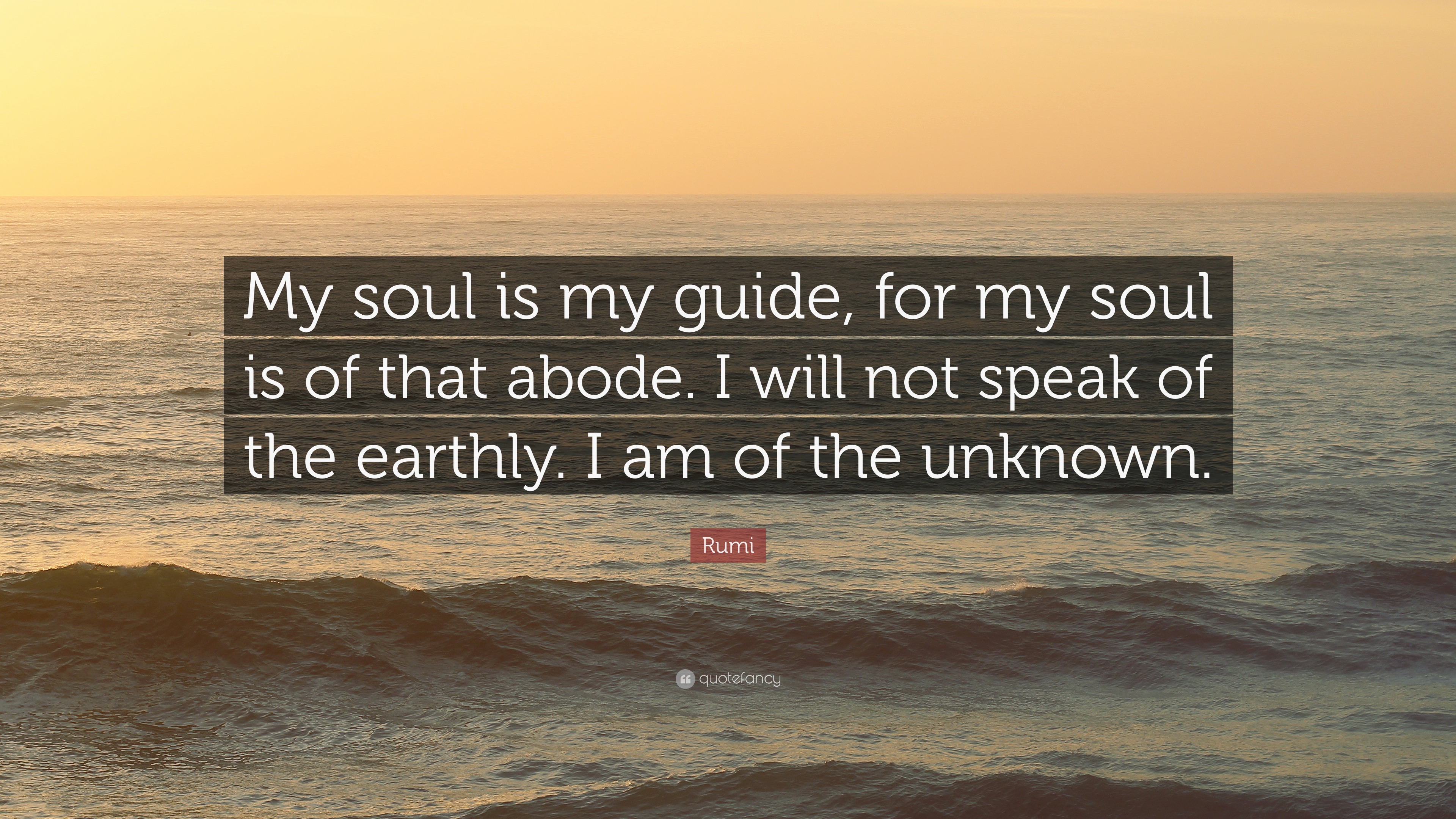 Rumi Quote: “My soul is my guide, for my soul is of that abode. I will ...