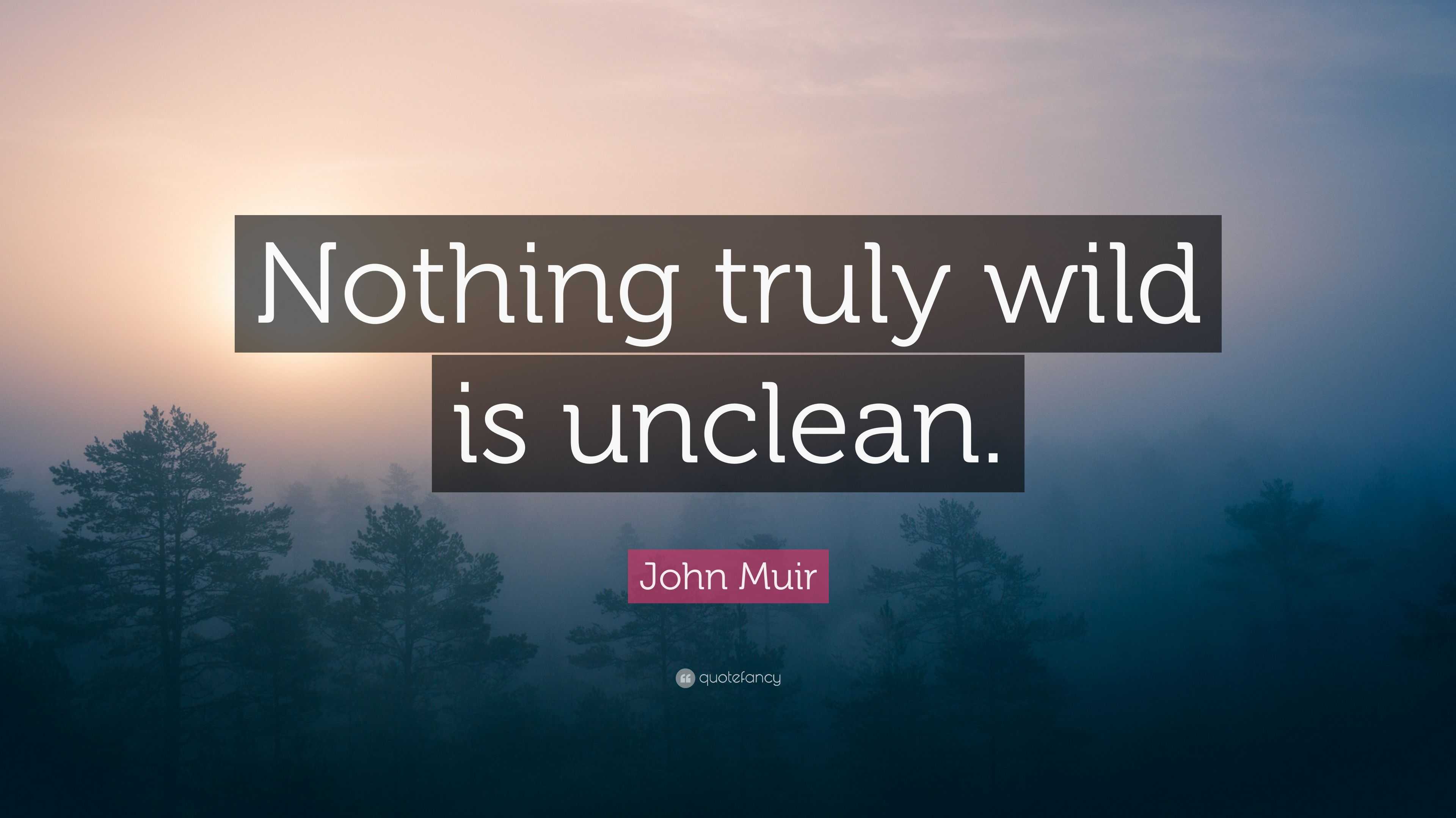 John Muir Quote: “Nothing truly wild is unclean.”