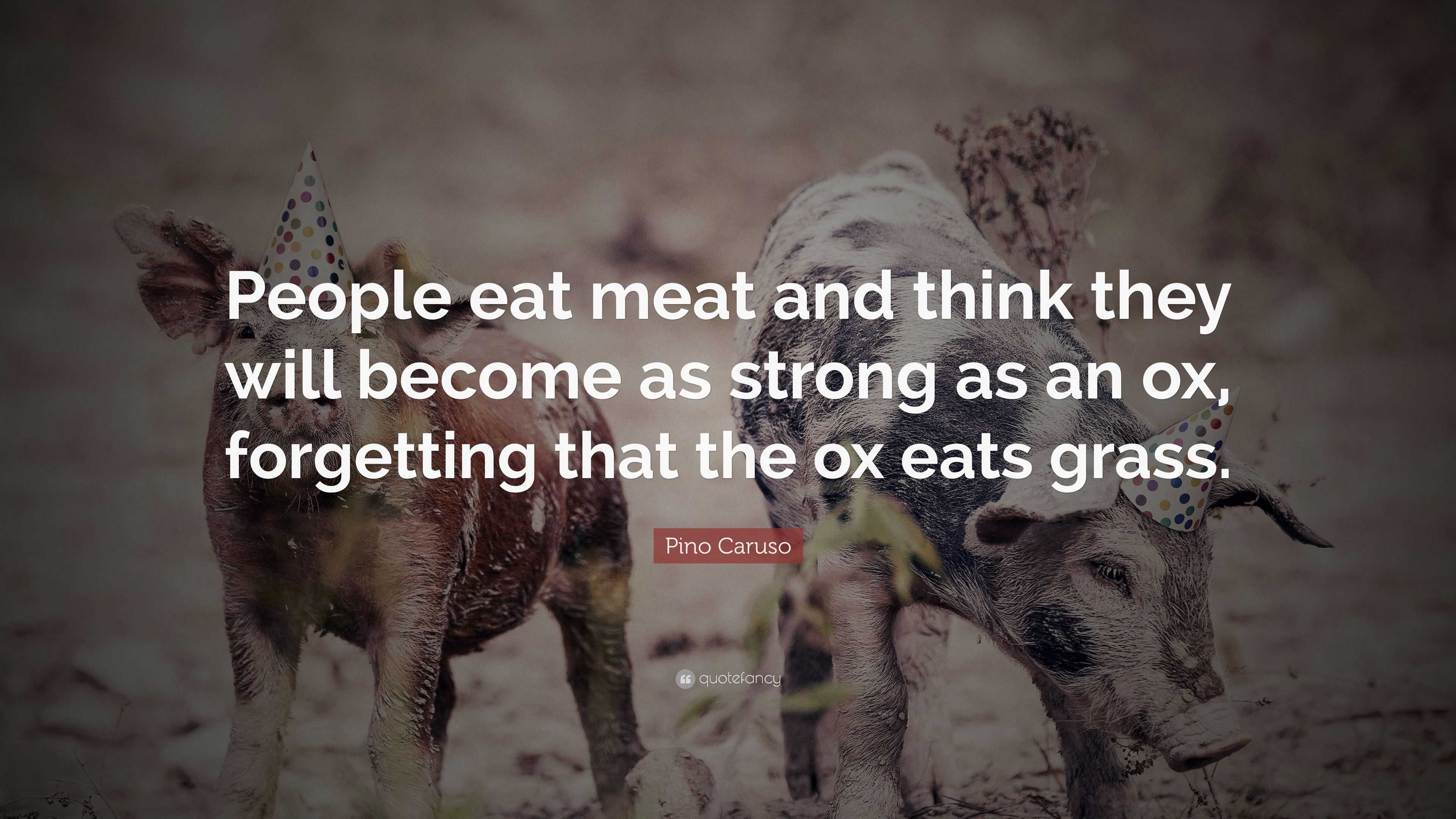 Pino Caruso Quote: “People eat meat and think they will become as ...