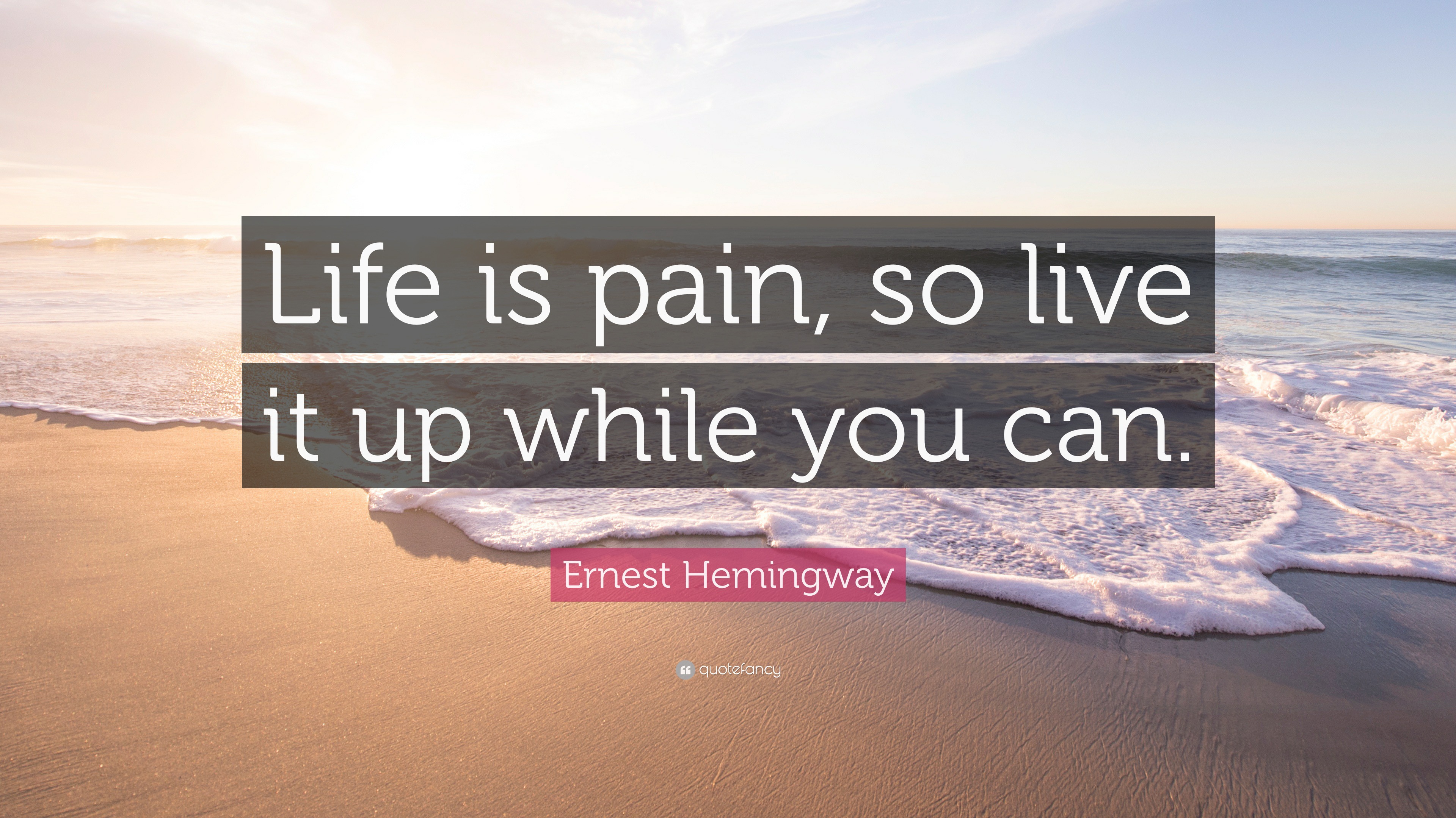 Ernest Hemingway Quote: “Life is pain, so live it up while you can.”