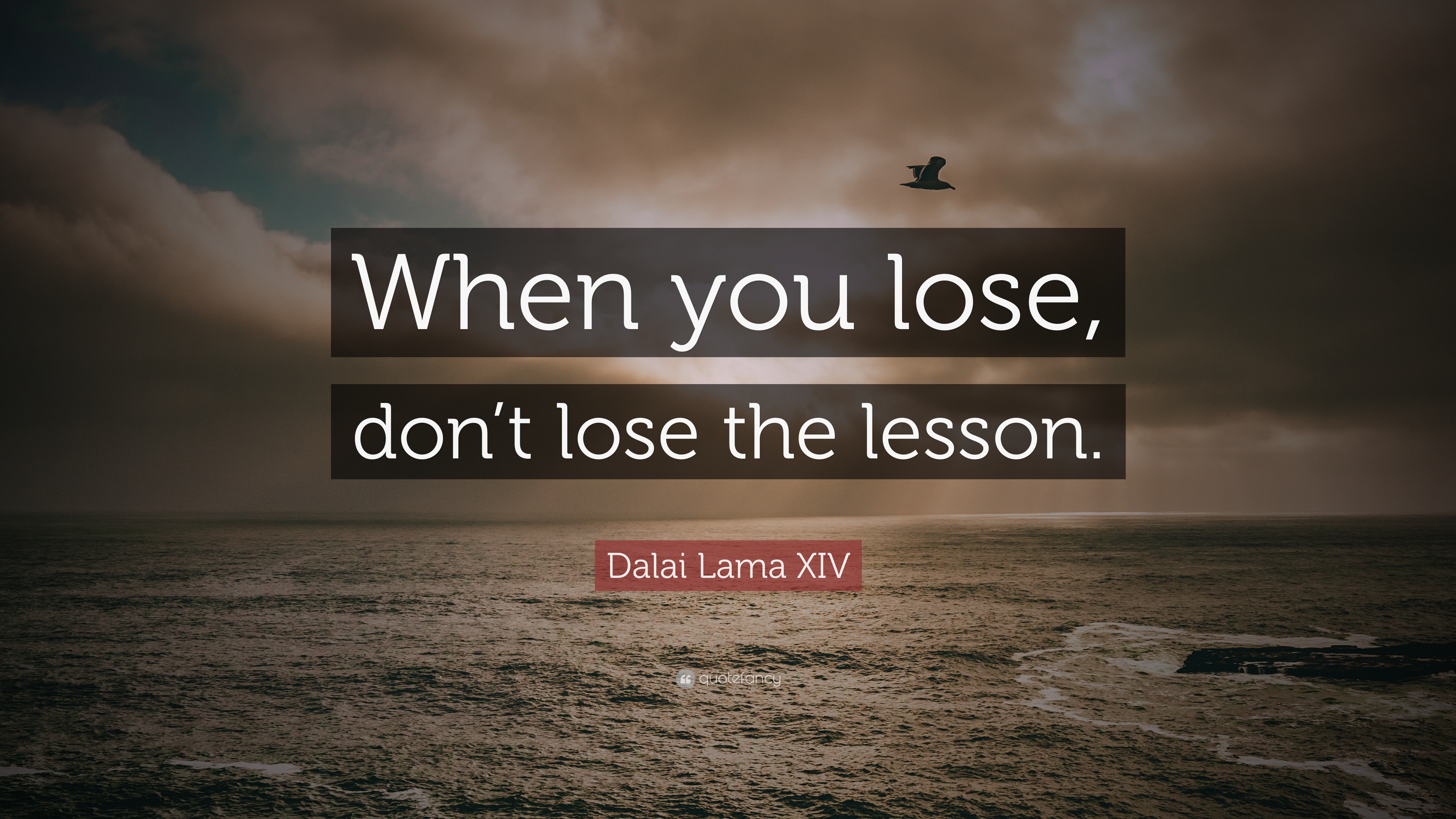 Dalai Lama XIV Quote: “When you lose, don’t lose the lesson.”