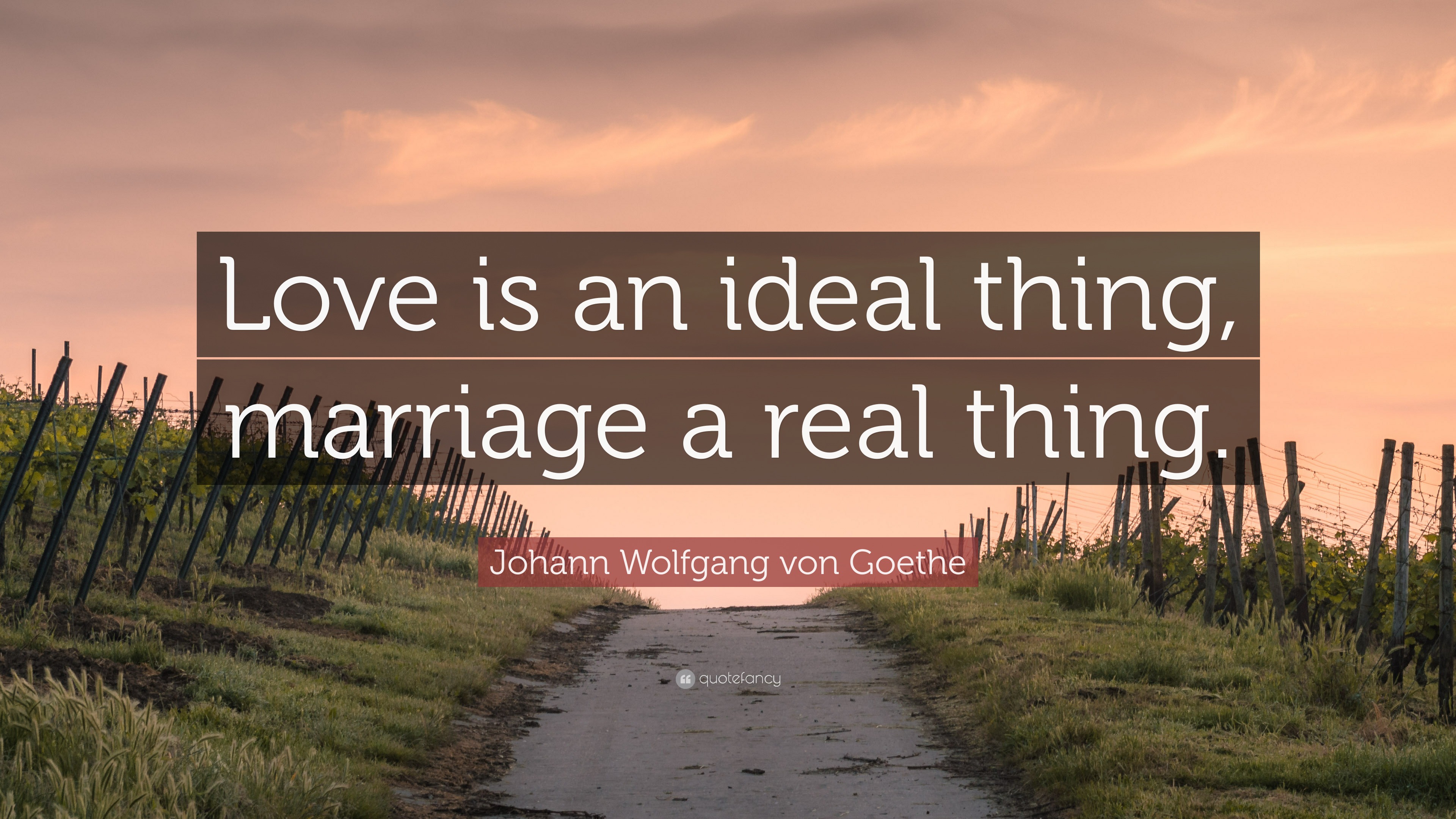 Johann Wolfgang von Goethe Quote: “Love is an ideal thing, marriage a ...