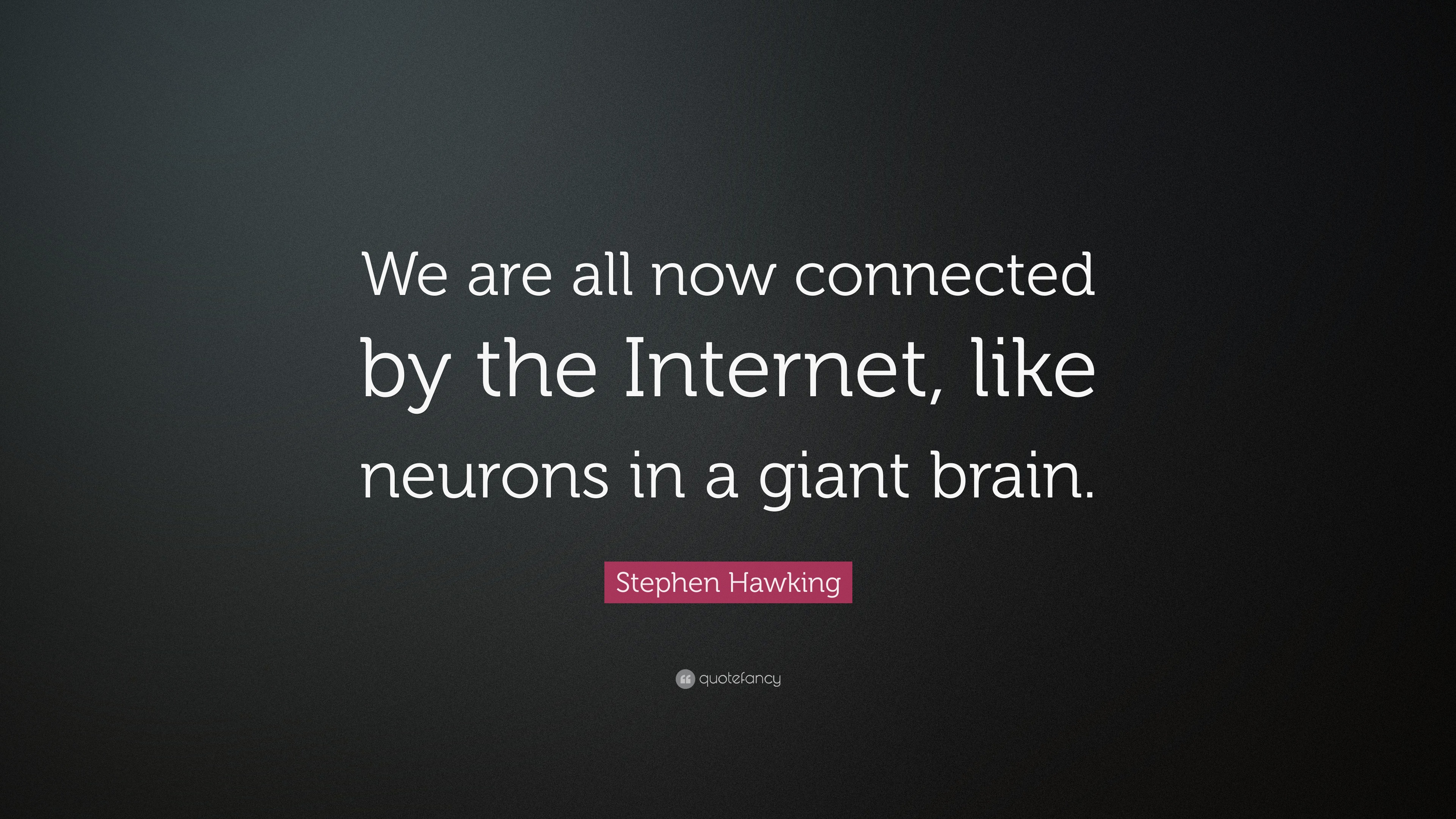 Stephen Hawking Quote: “We are all now connected by the Internet, like ...