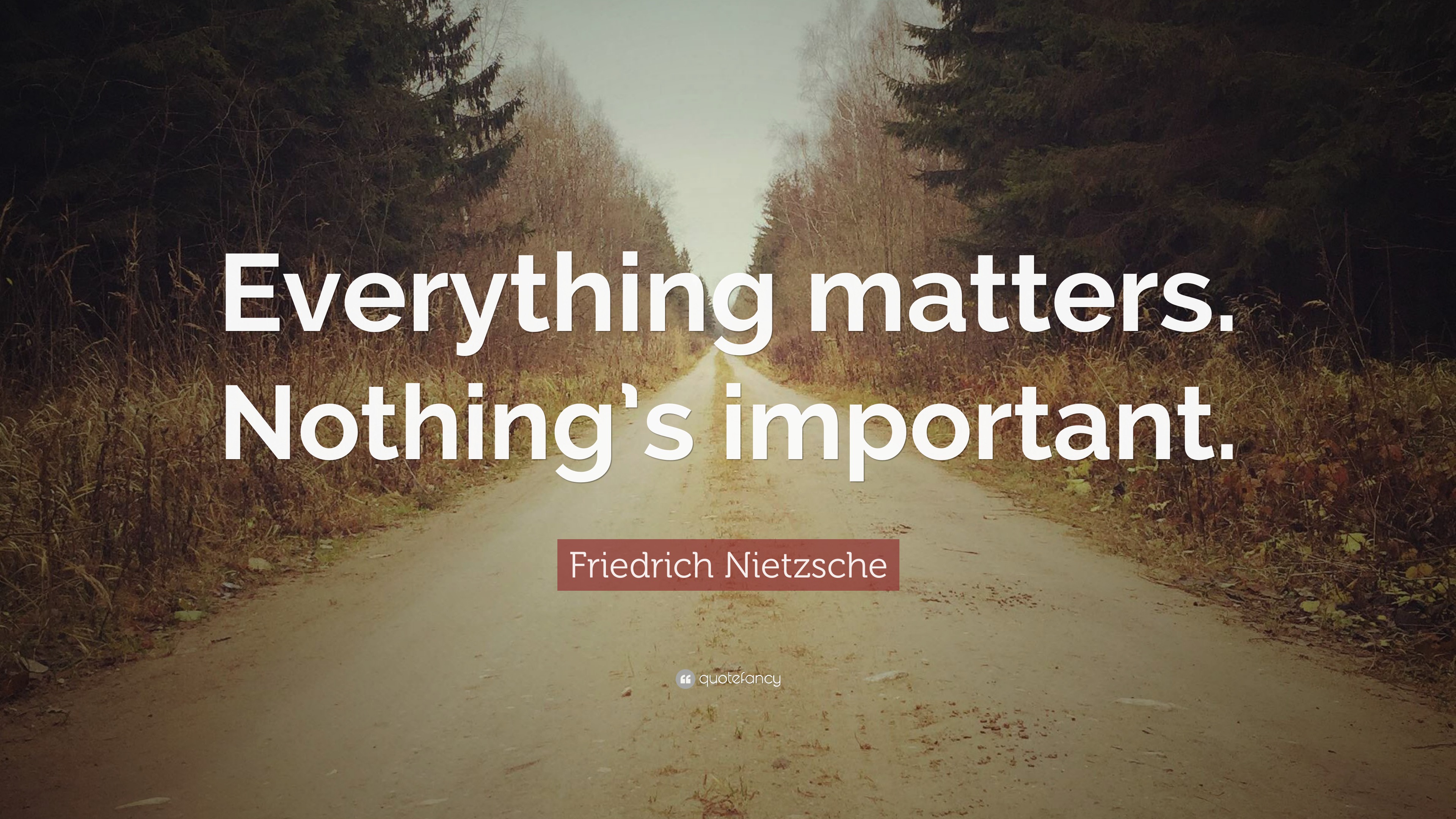 Friedrich Nietzsche Quote: “Everything matters. Nothing’s important.”