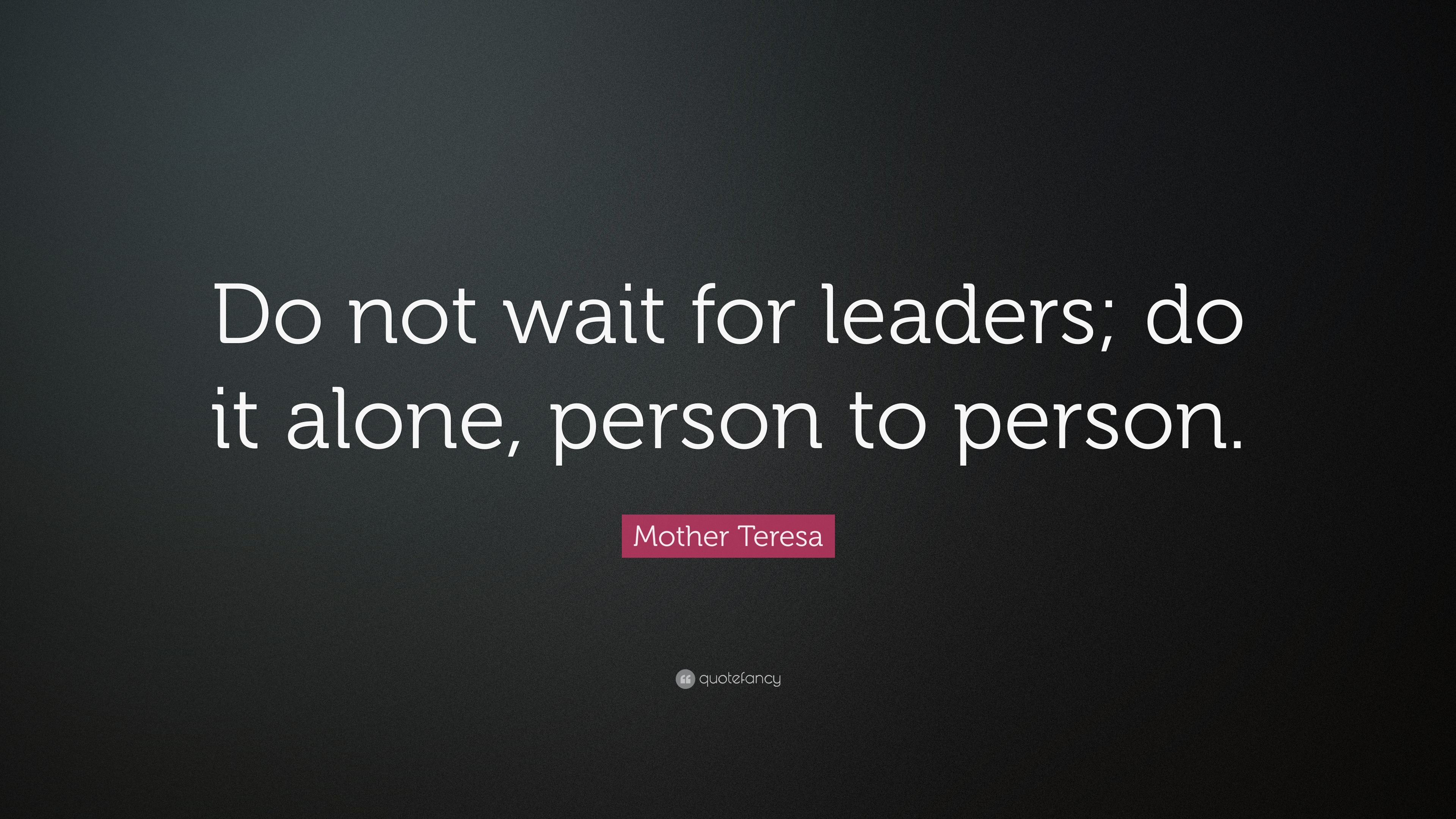 Mother Teresa Quote: “Do not wait for leaders; do it alone, person to ...