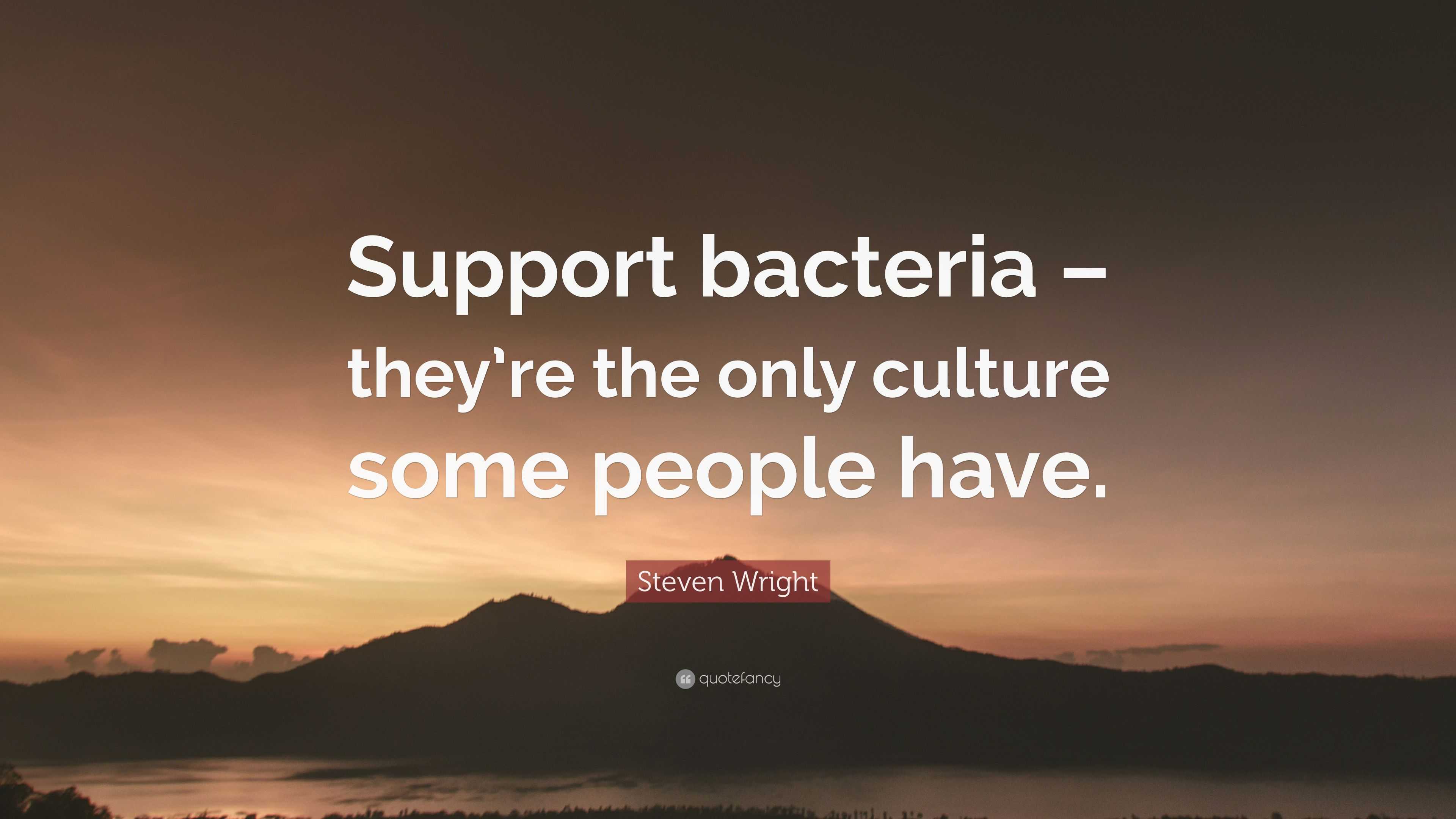 Steven Wright Quote: “Support bacteria – they’re the only culture some ...