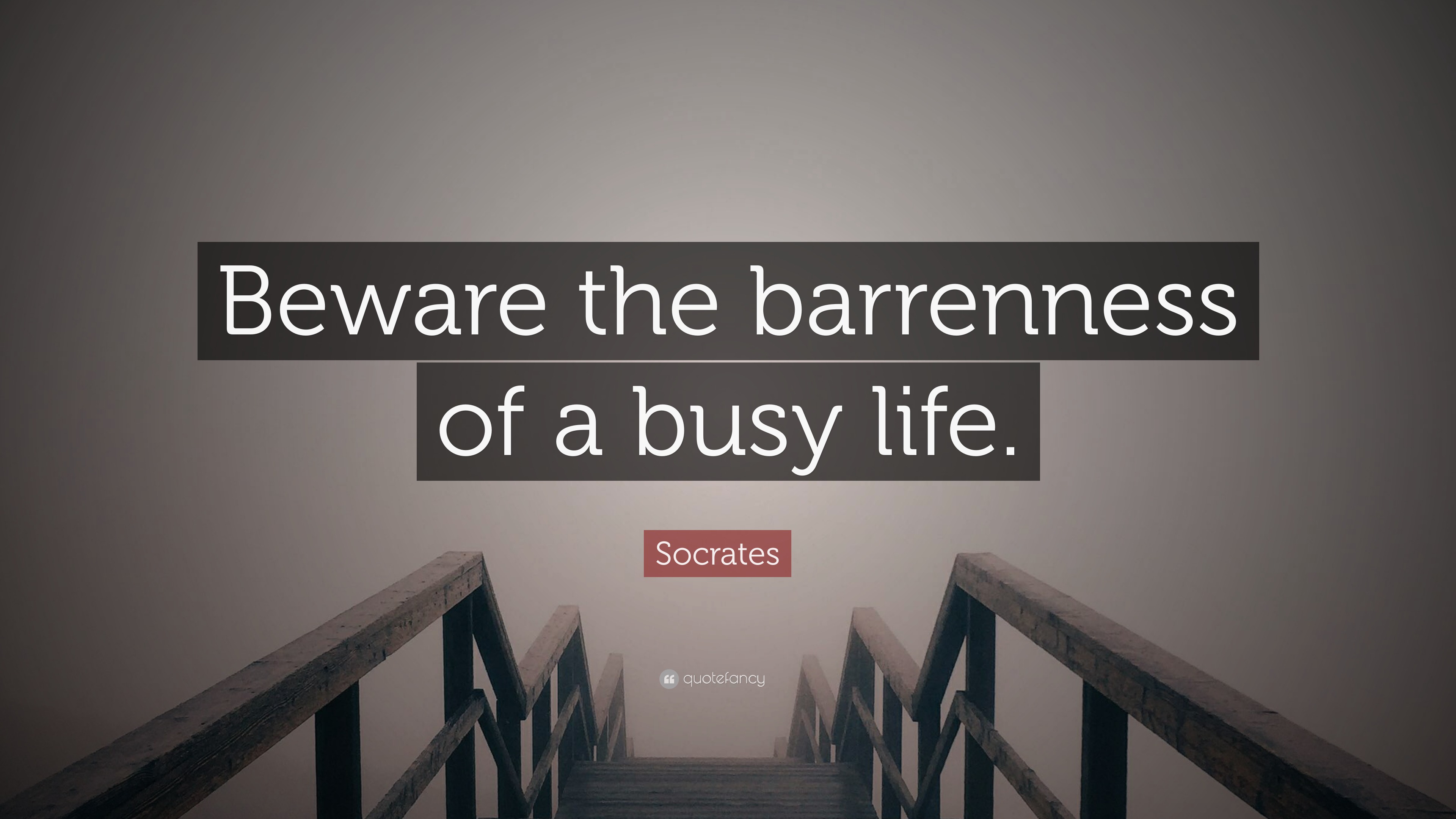 Socrates Quote: “Beware the barrenness of a busy life.”