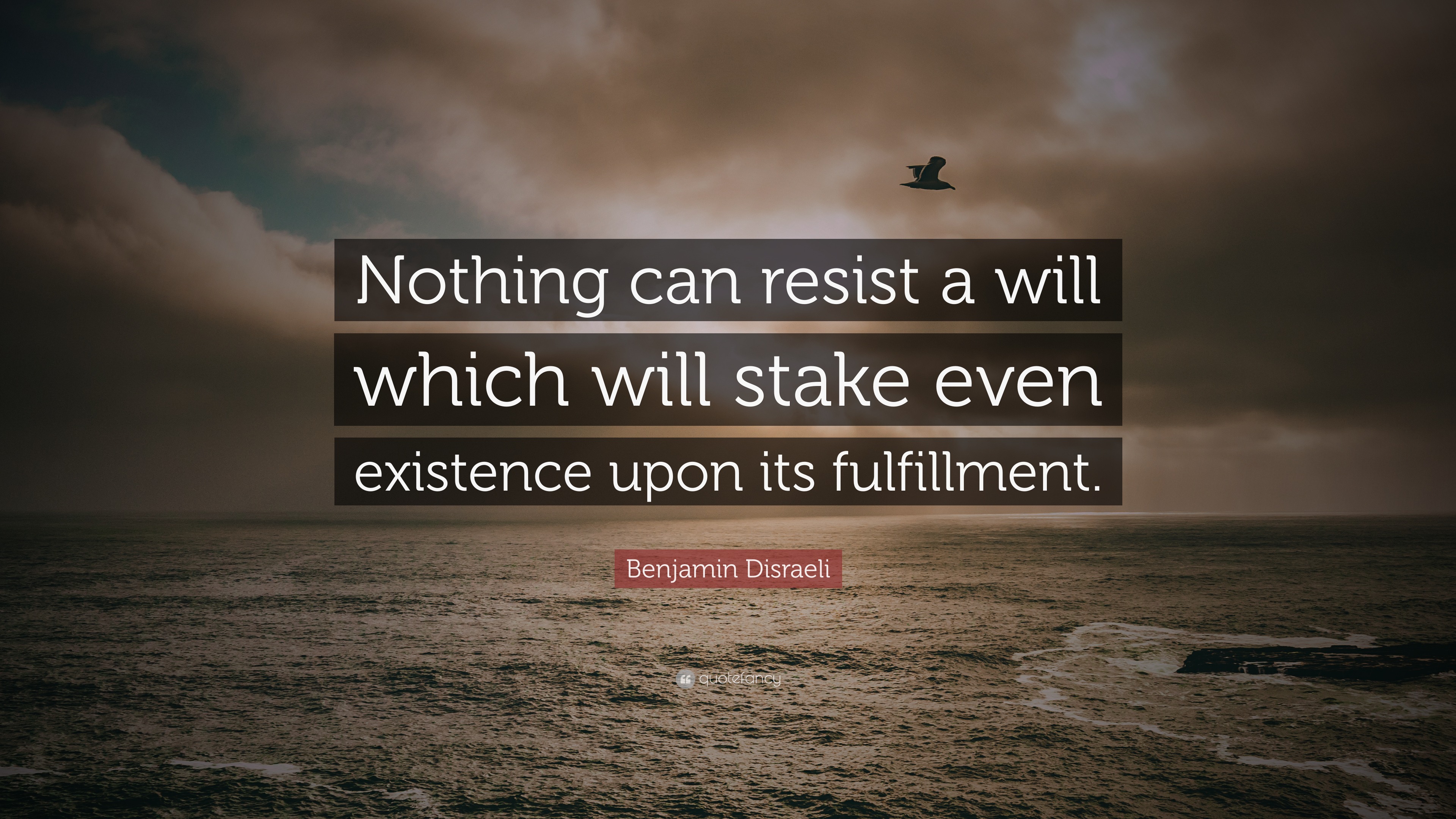 Benjamin Disraeli Quote: “Nothing can resist a will which will stake ...