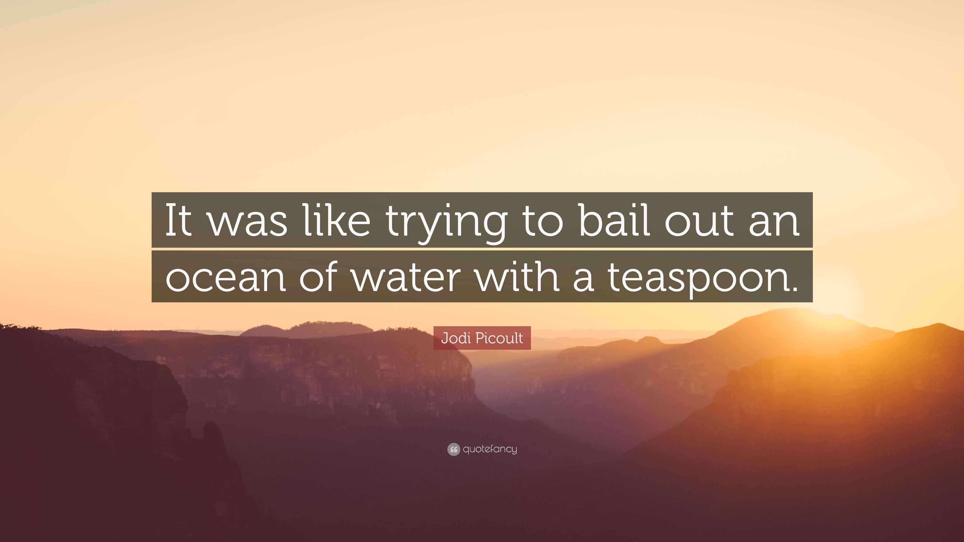 Jodi Picoult Quote: “It was like trying to bail out an ocean of water ...