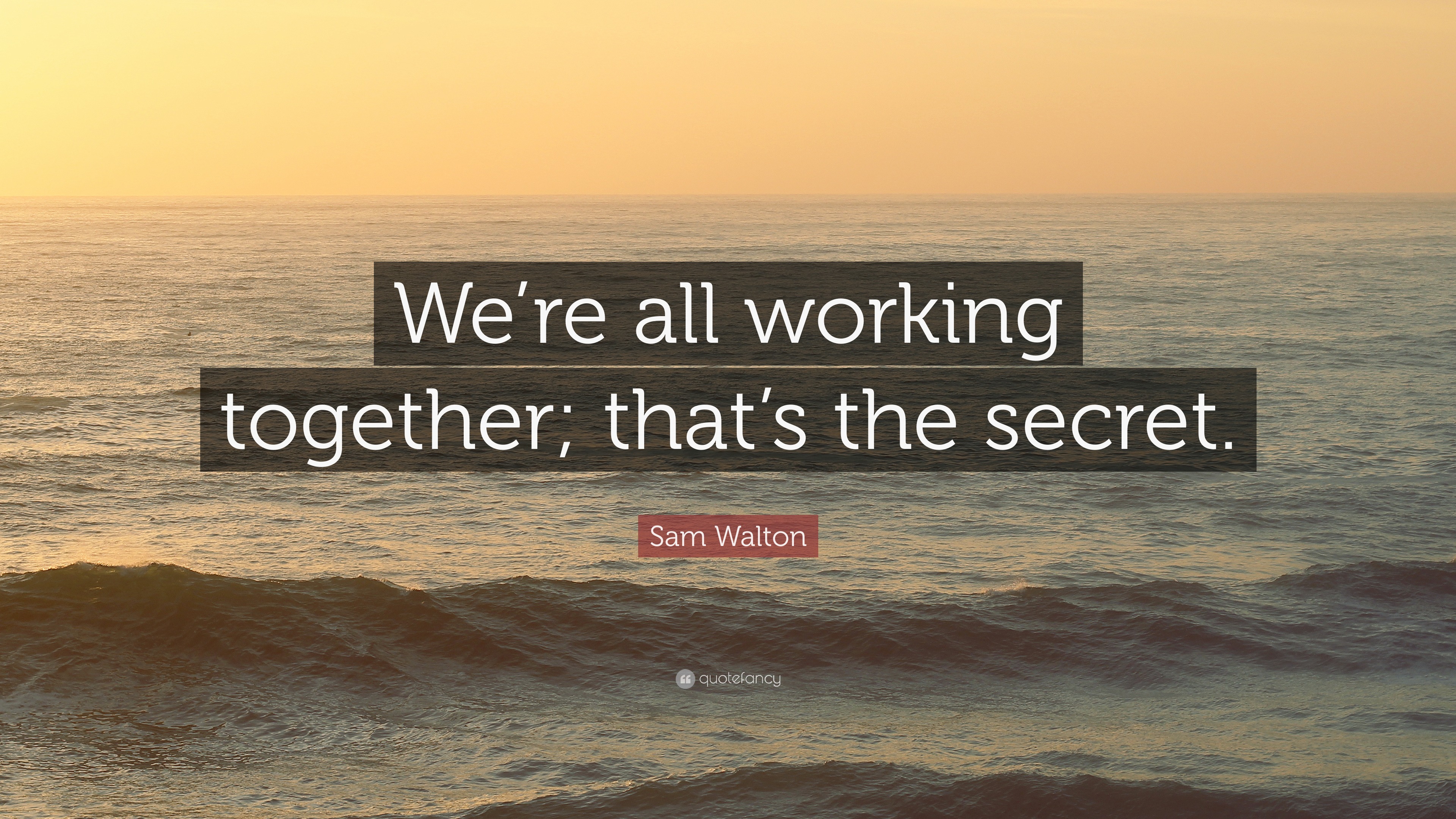 Sam Walton Quote: “We’re all working together; that’s the secret.”