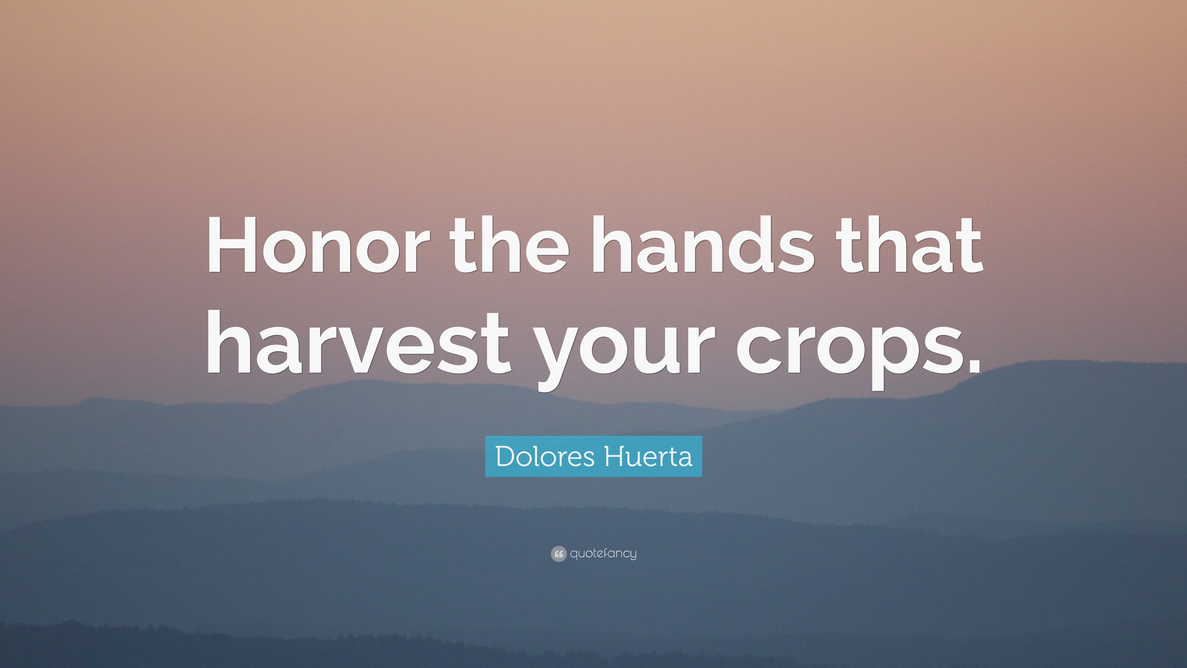 Dolores Huerta Quote: “Honor the hands that harvest your crops.”