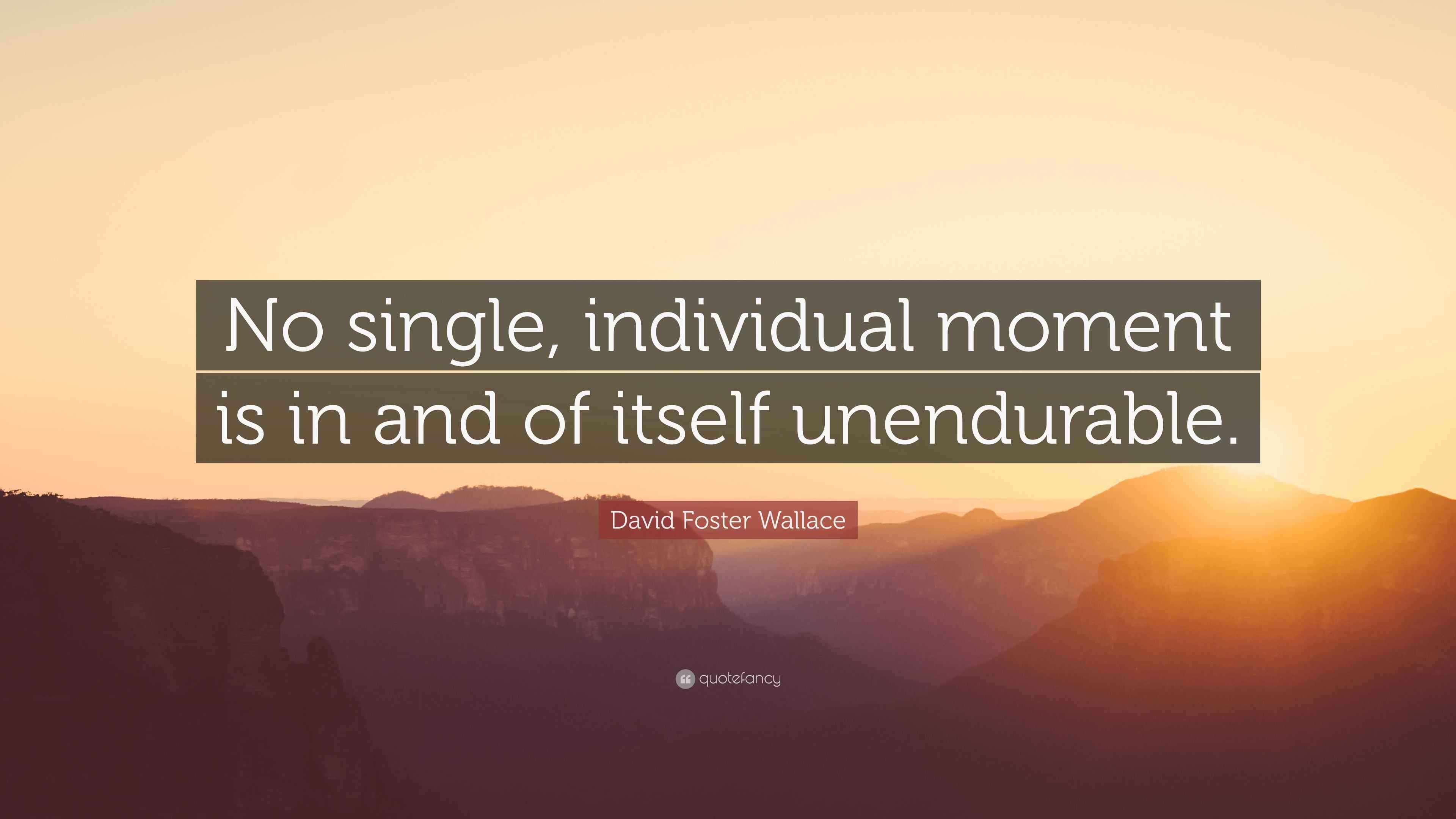 David Foster Wallace Quote: “No single, individual moment is in and of ...