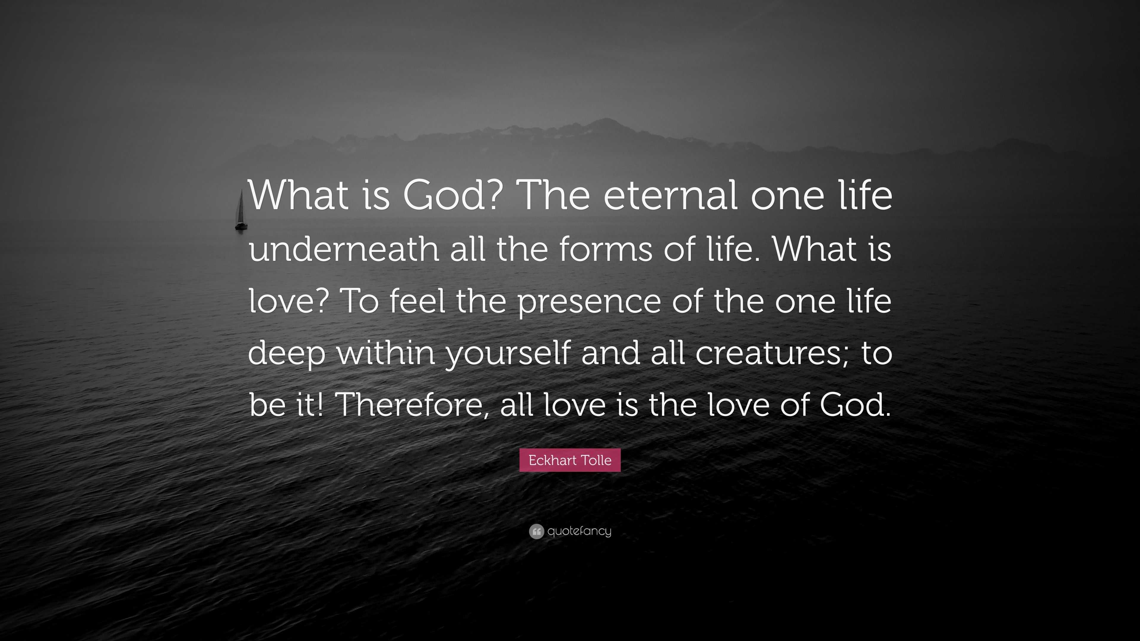 Eckhart Tolle Quote: “What is God? The eternal one life underneath all ...
