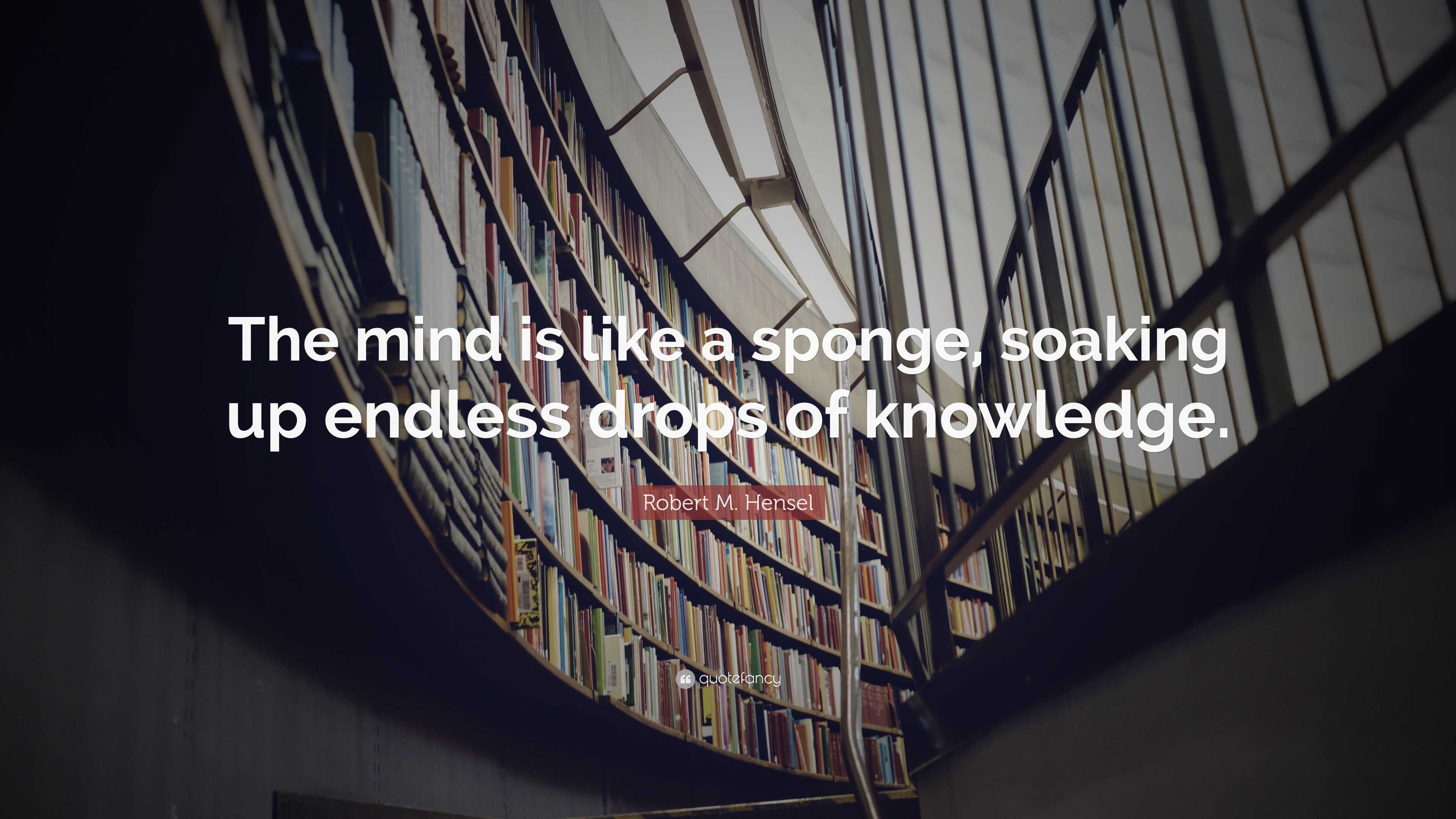 Robert M. Hensel Quote: “The mind is like a sponge, soaking up endless ...