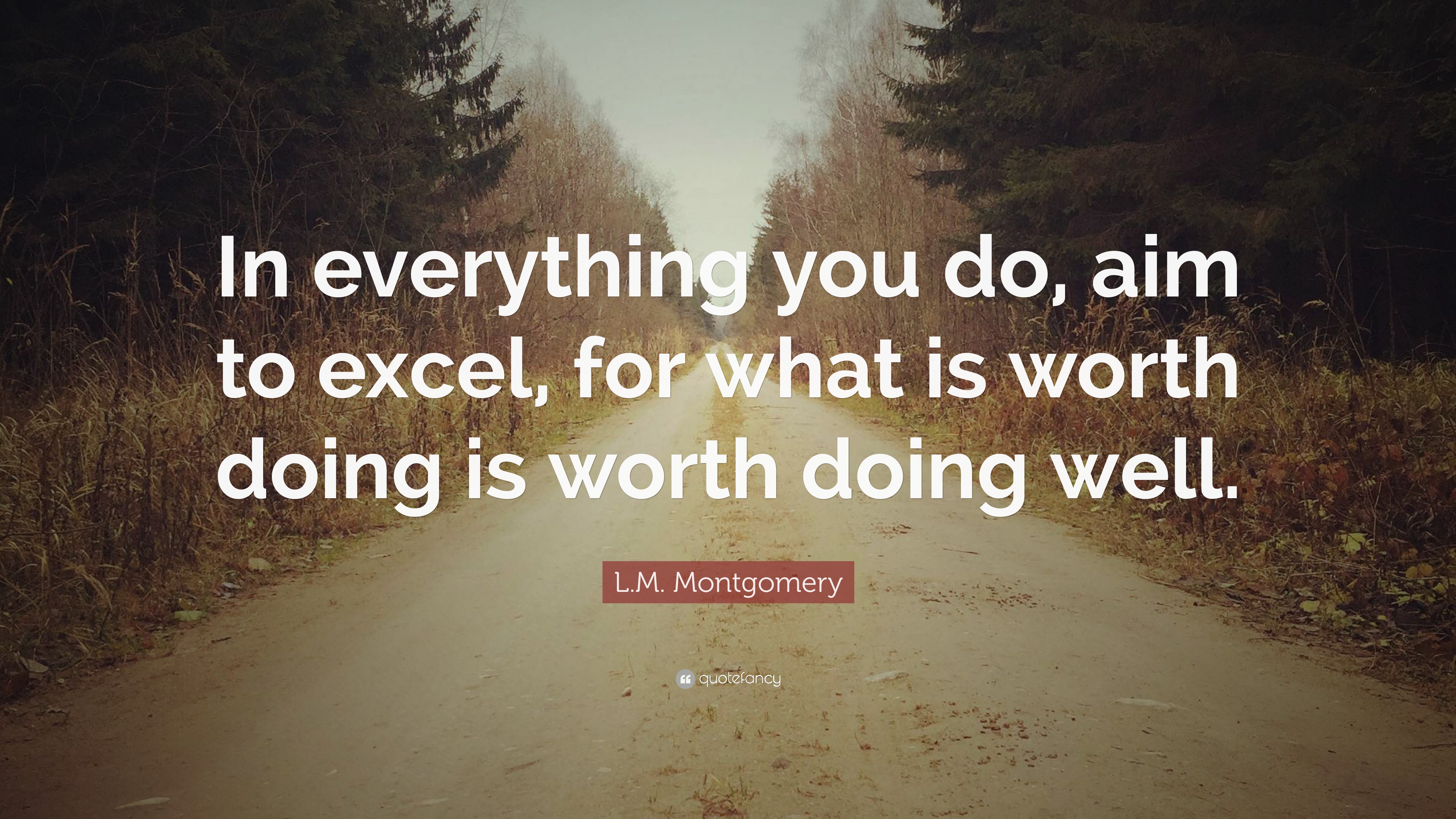 L.M. Montgomery Quote: “In everything you do, aim to excel, for what is ...