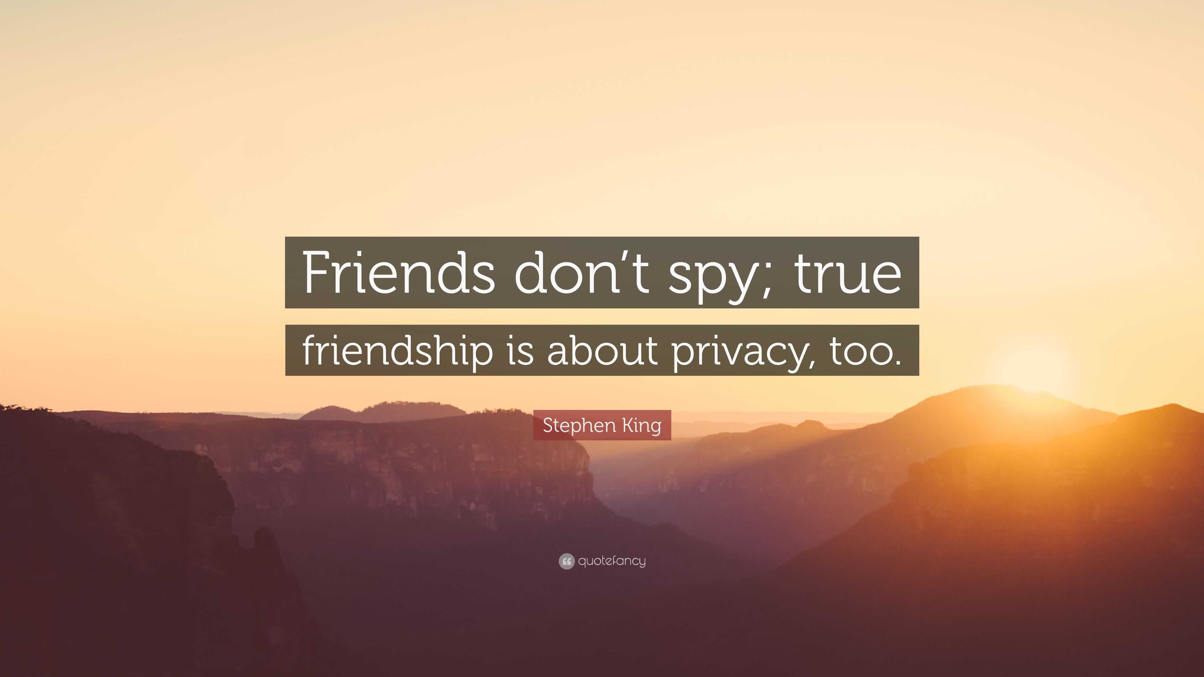 Stephen King Quote: “Friends don’t spy; true friendship is about ...