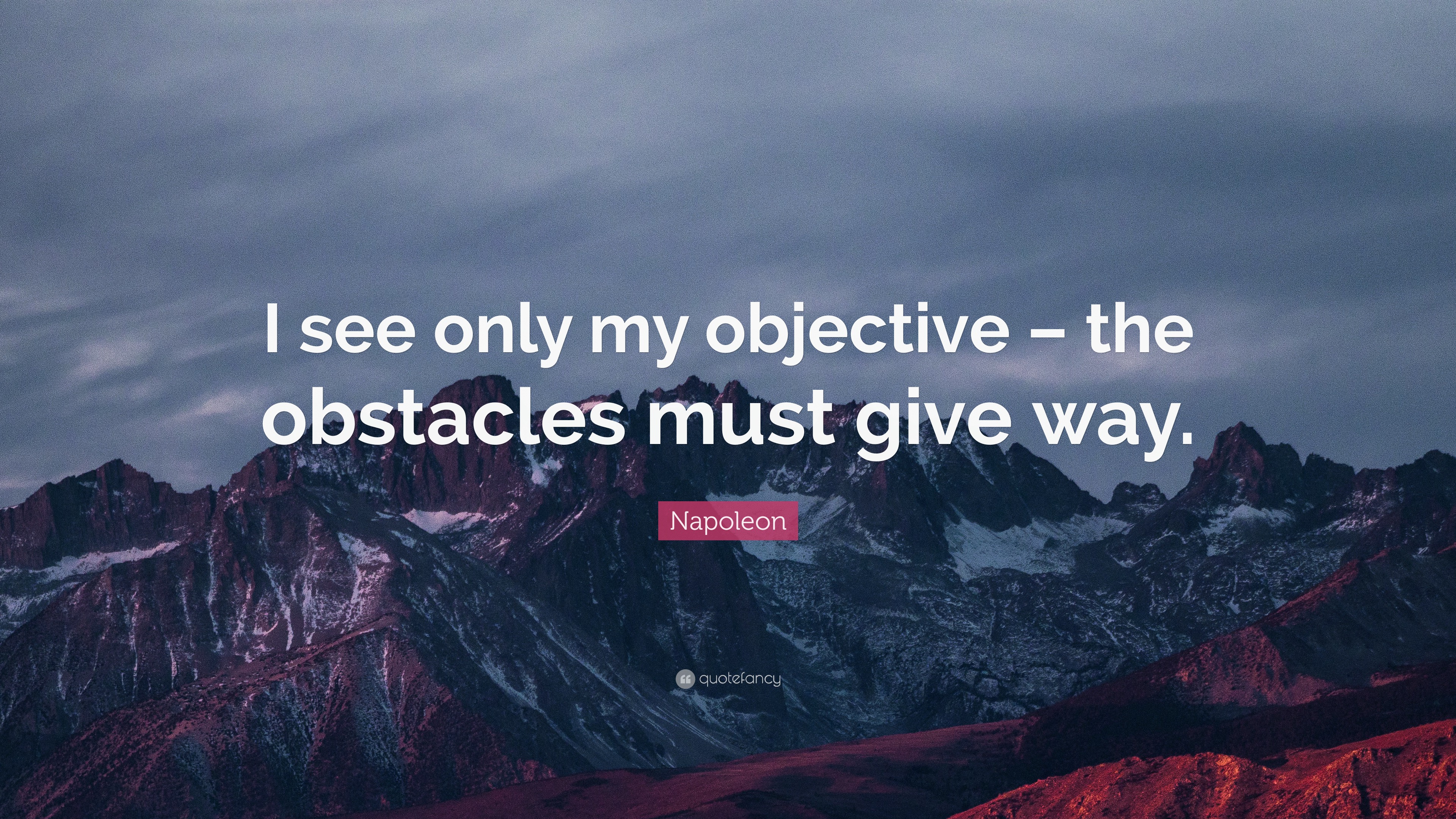 Napoleon Quote: “I see only my objective – the obstacles must give way.”
