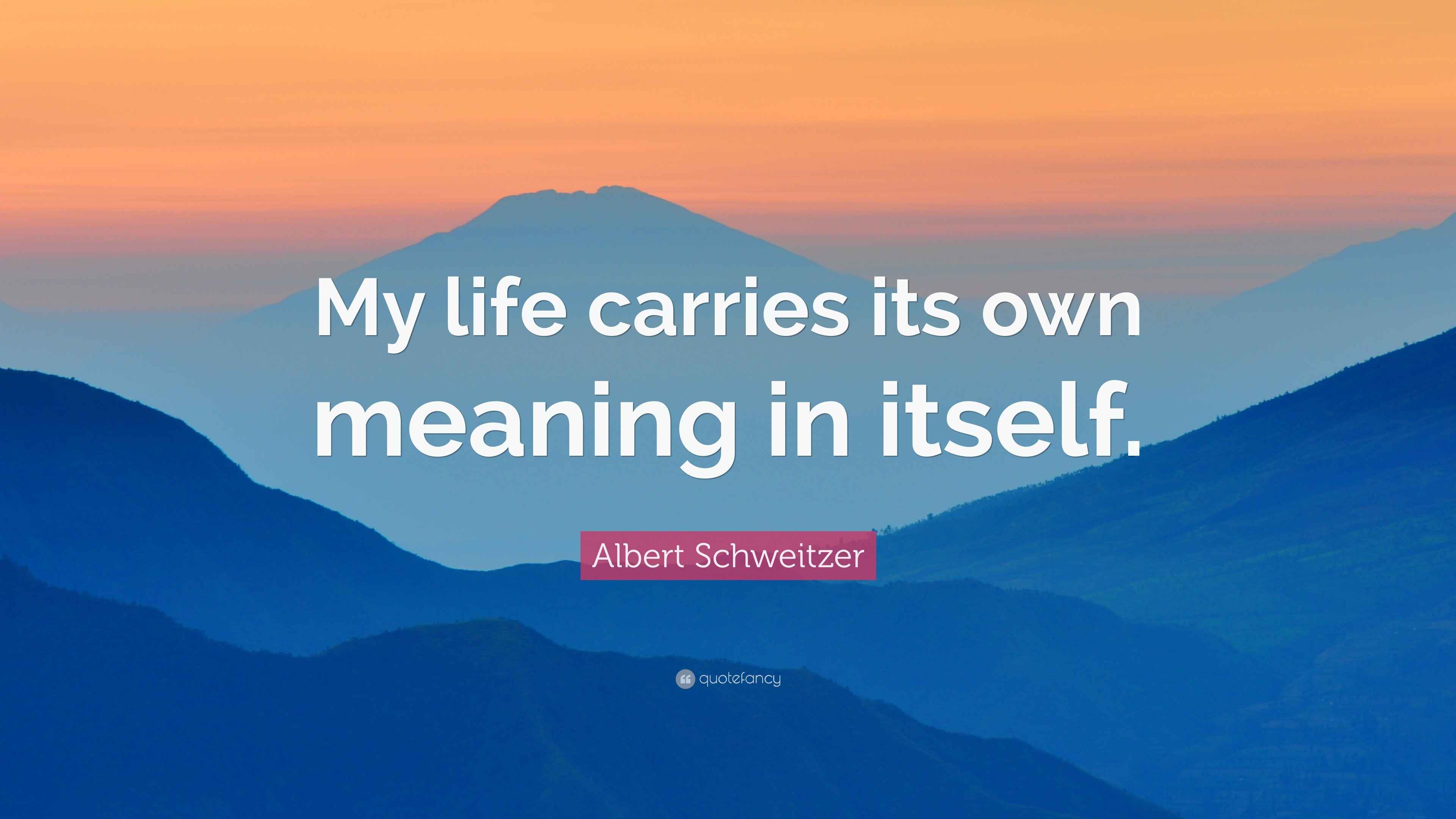 Albert Schweitzer Quote: “My life carries its own meaning in itself.”