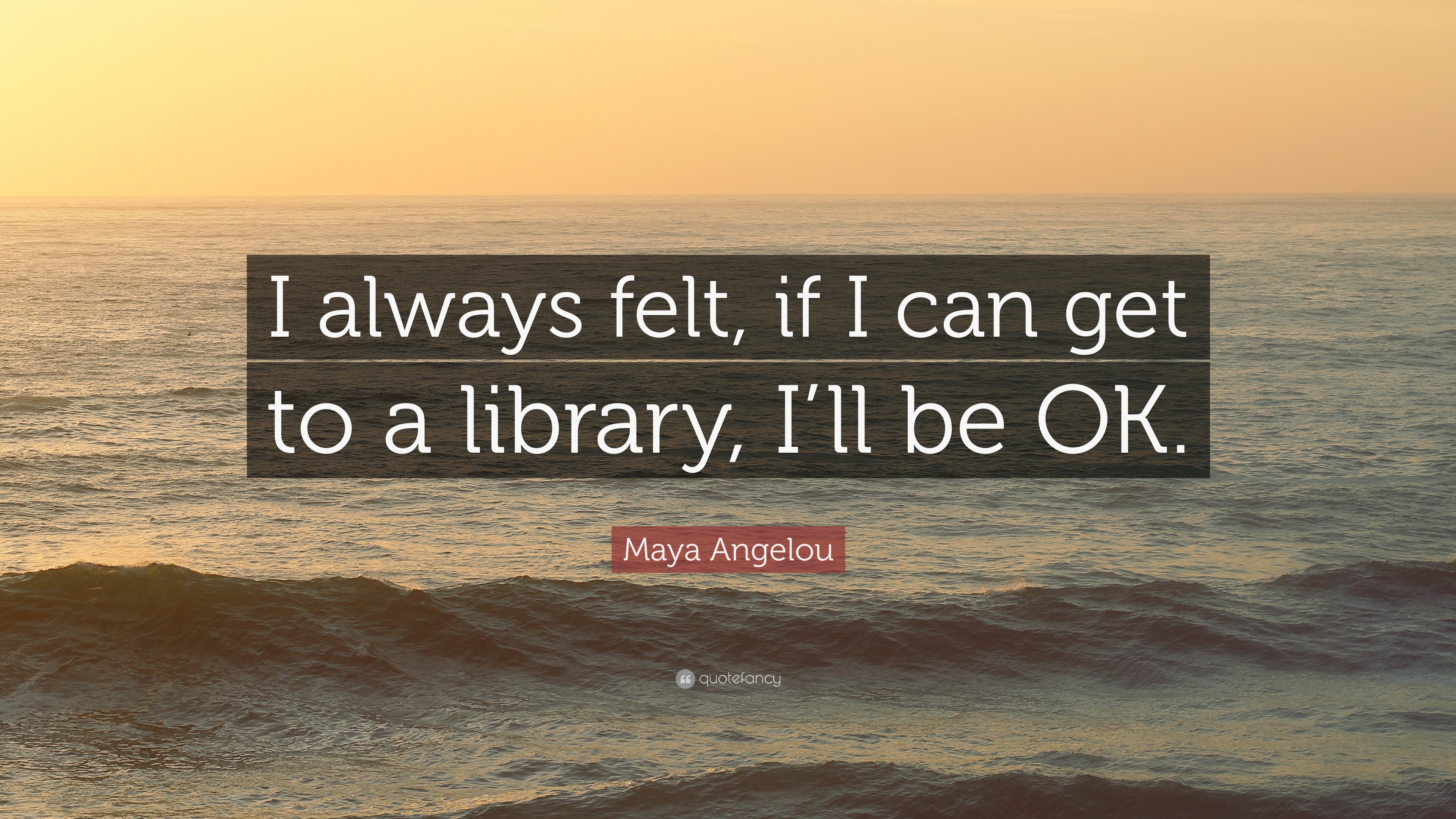 Maya Angelou Quote: “I always felt, if I can get to a library, I’ll be OK.”