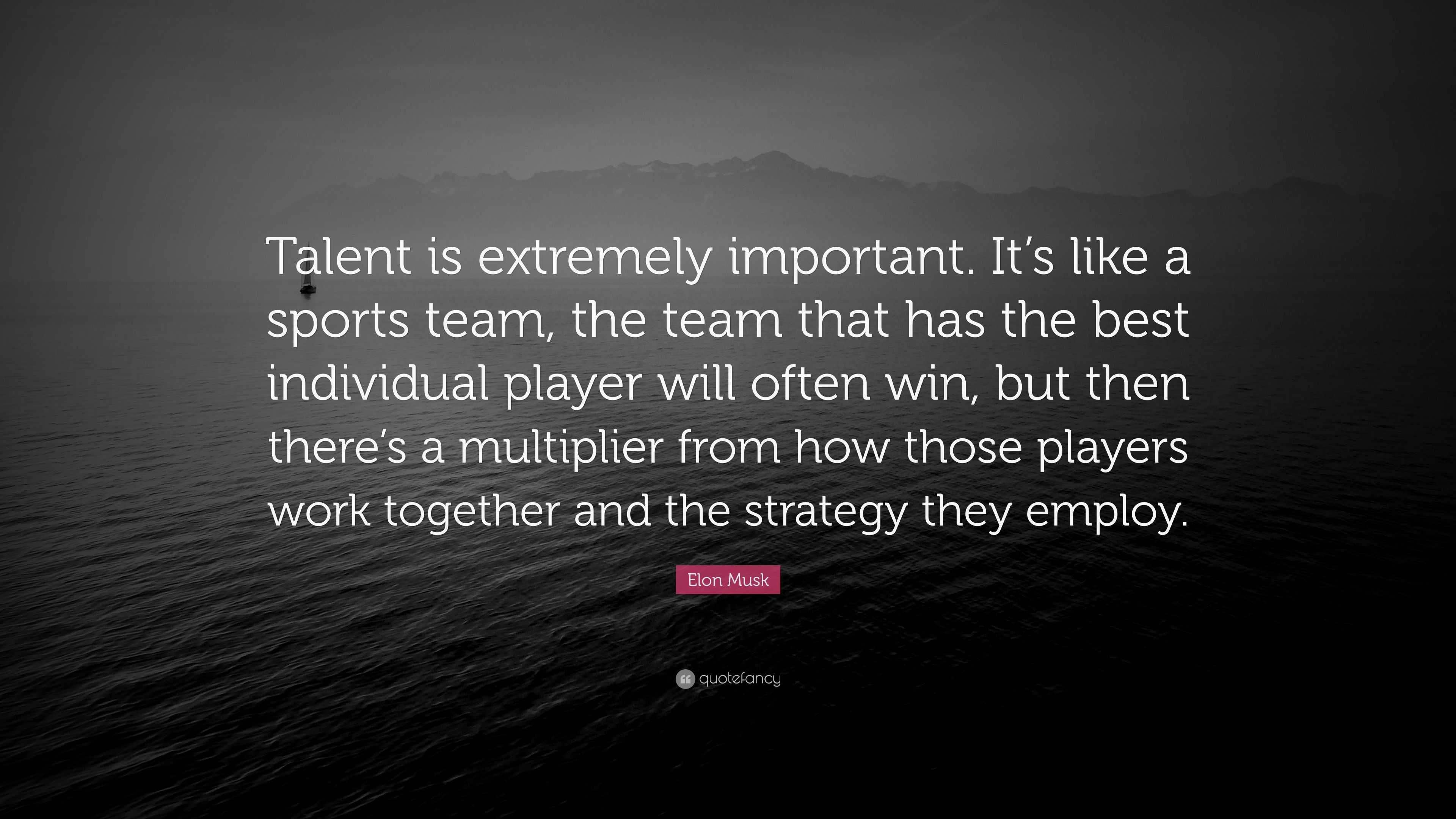 Elon Musk Quote: “Talent is extremely important. It’s like a sports ...