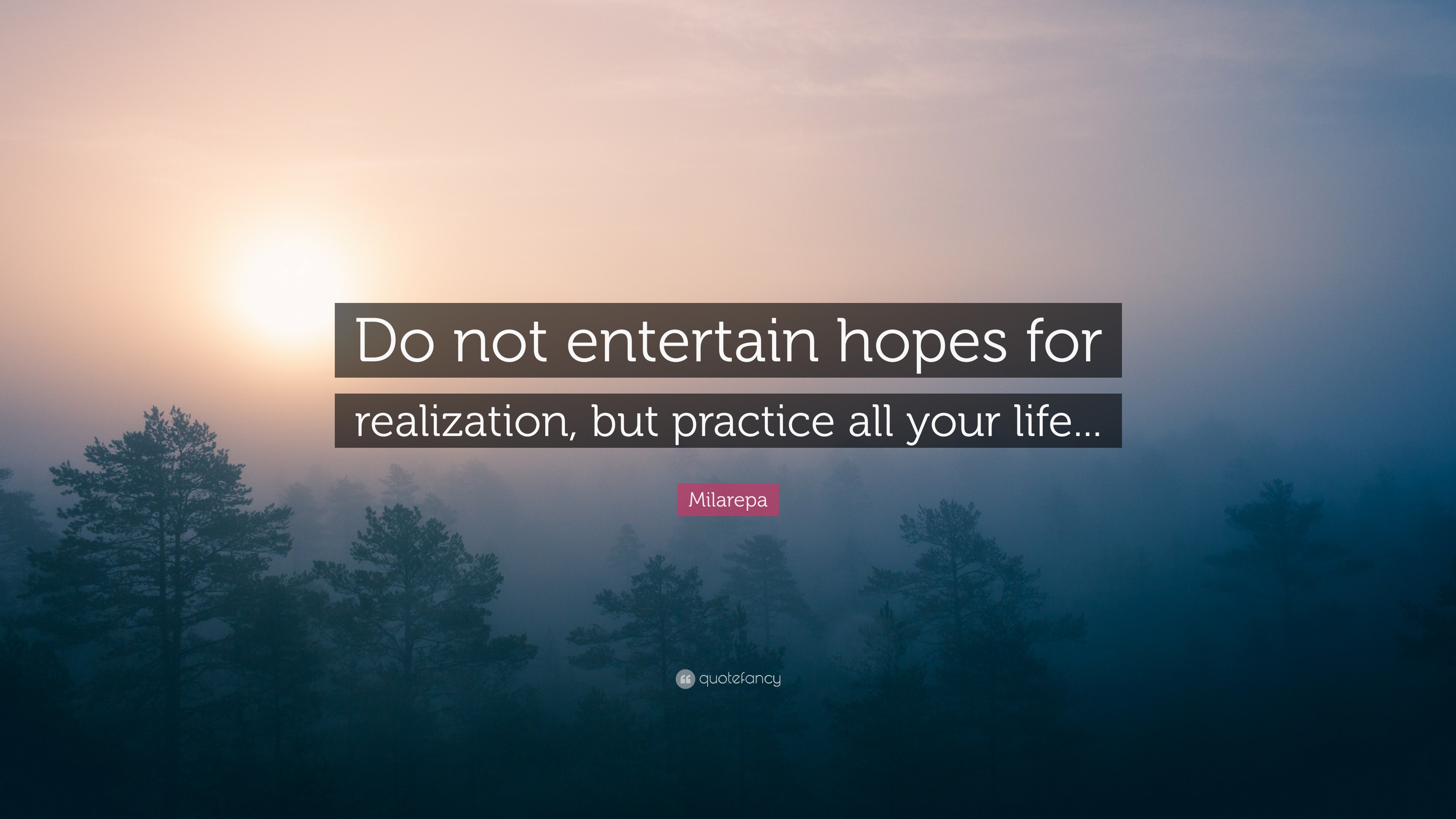 Milarepa Quote: “Do not entertain hopes for realization, but practice ...