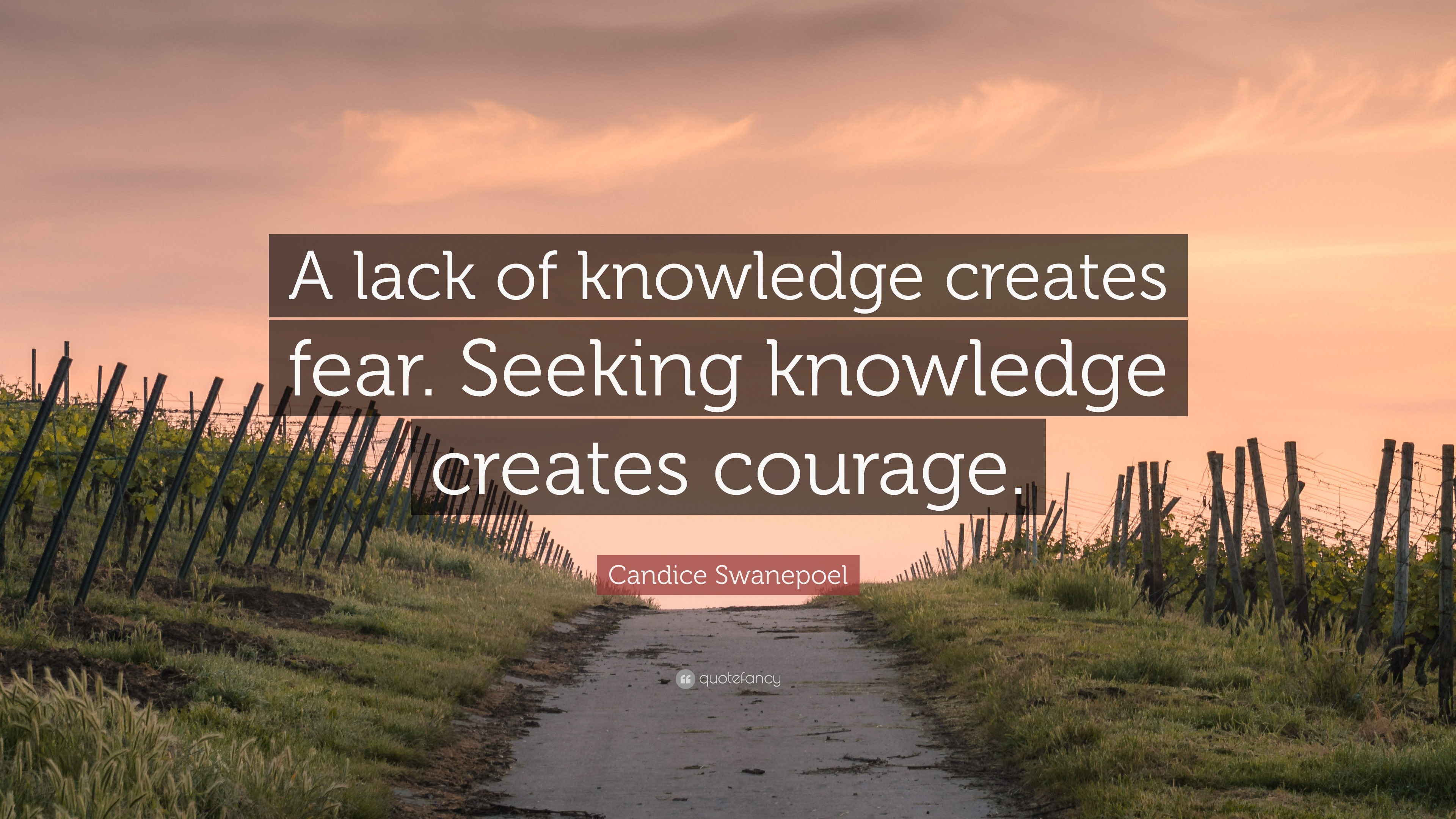 Candice Swanepoel Quote: “A lack of knowledge creates fear. Seeking ...