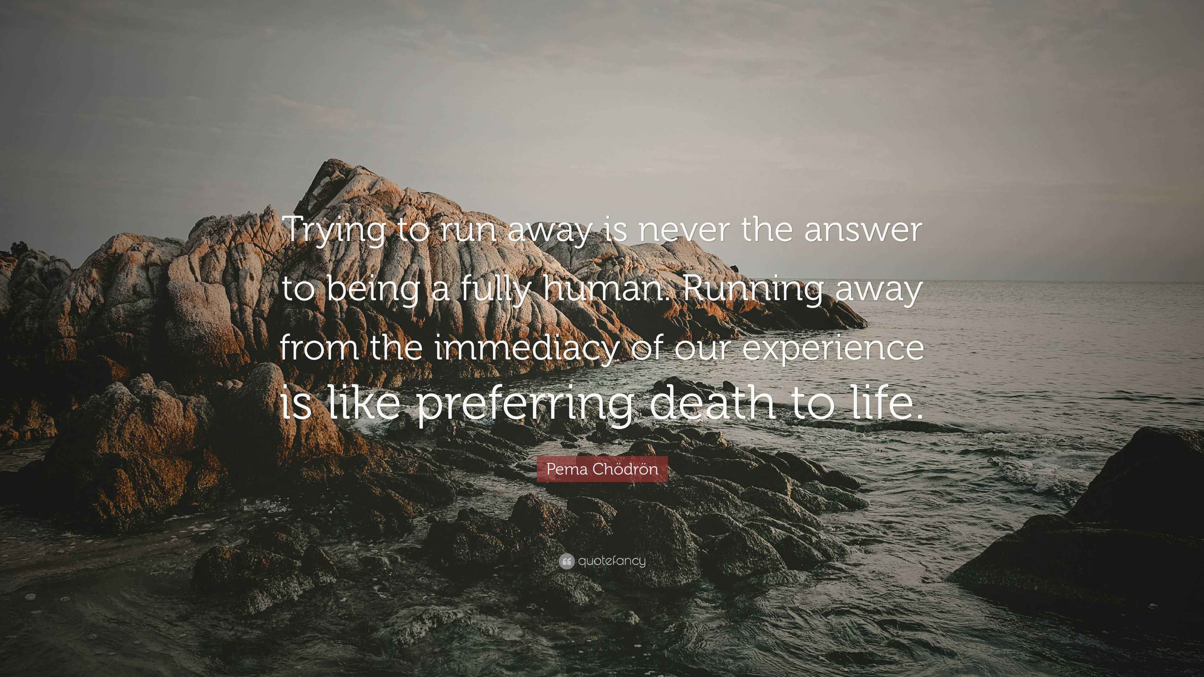 Pema Chödrön Quote: “Trying to run away is never the answer to being a ...