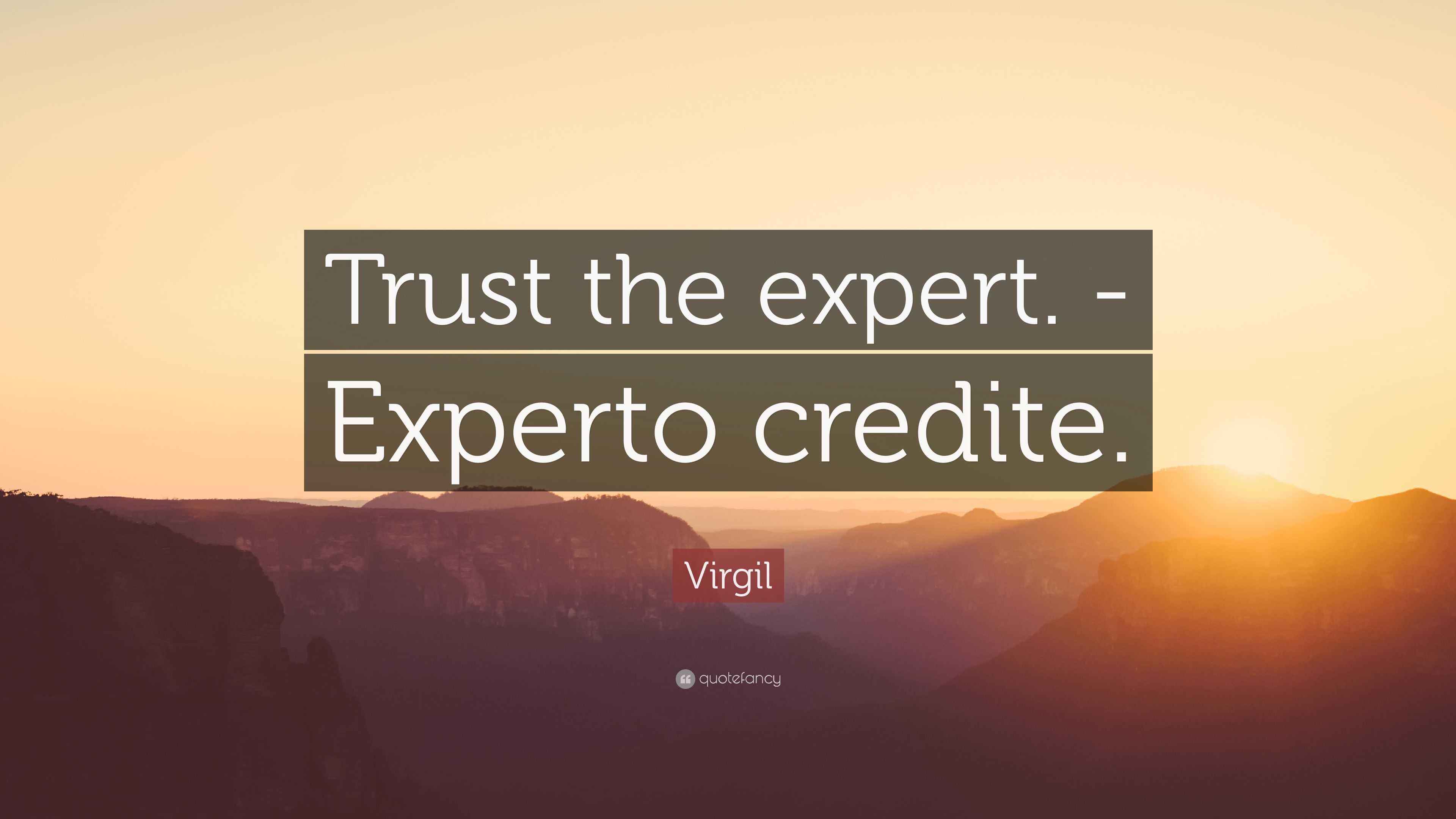Virgil Quote: “Trust the expert. -Experto credite.”