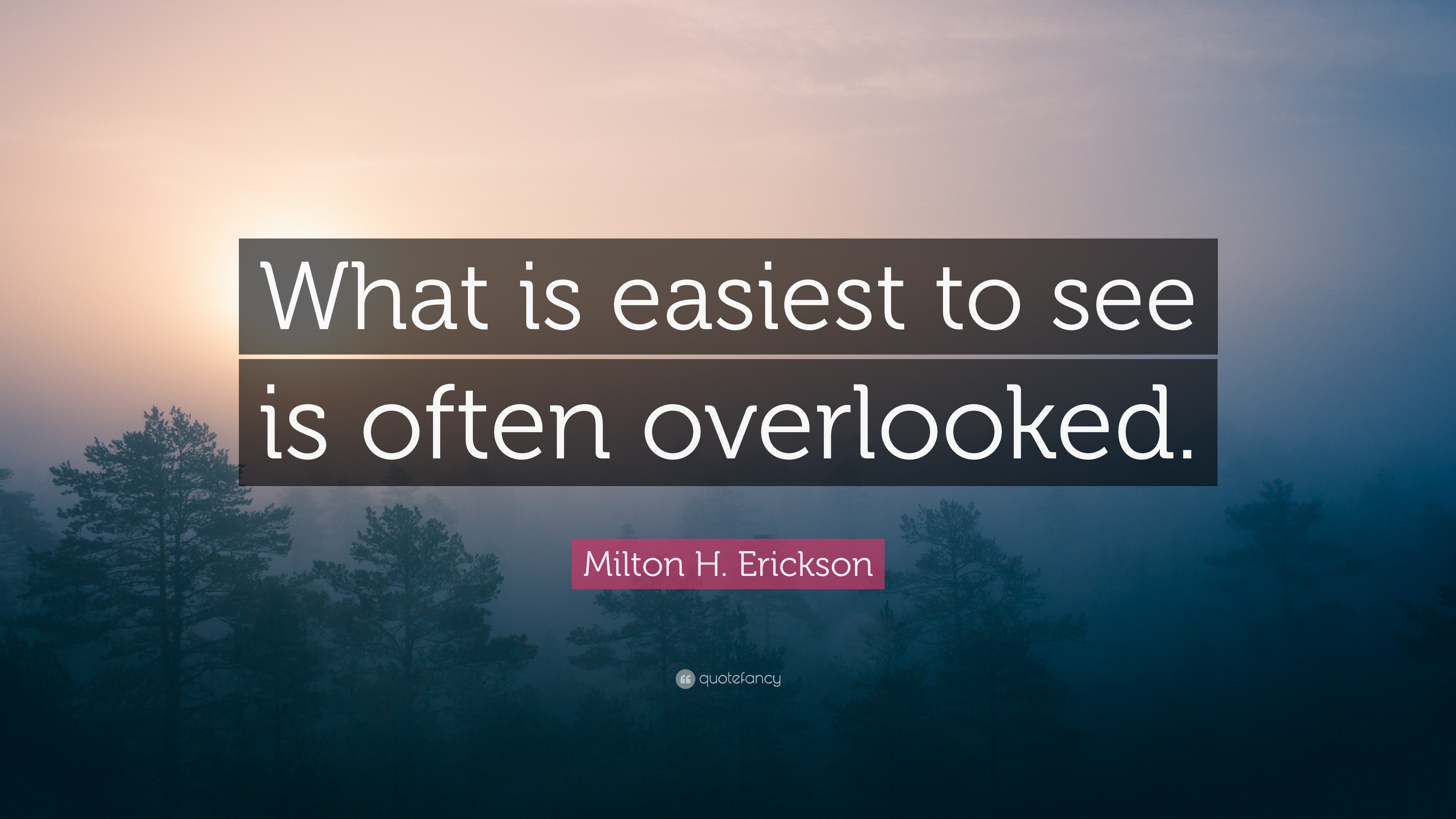 Milton H. Erickson Quote: “What is easiest to see is often overlooked.”