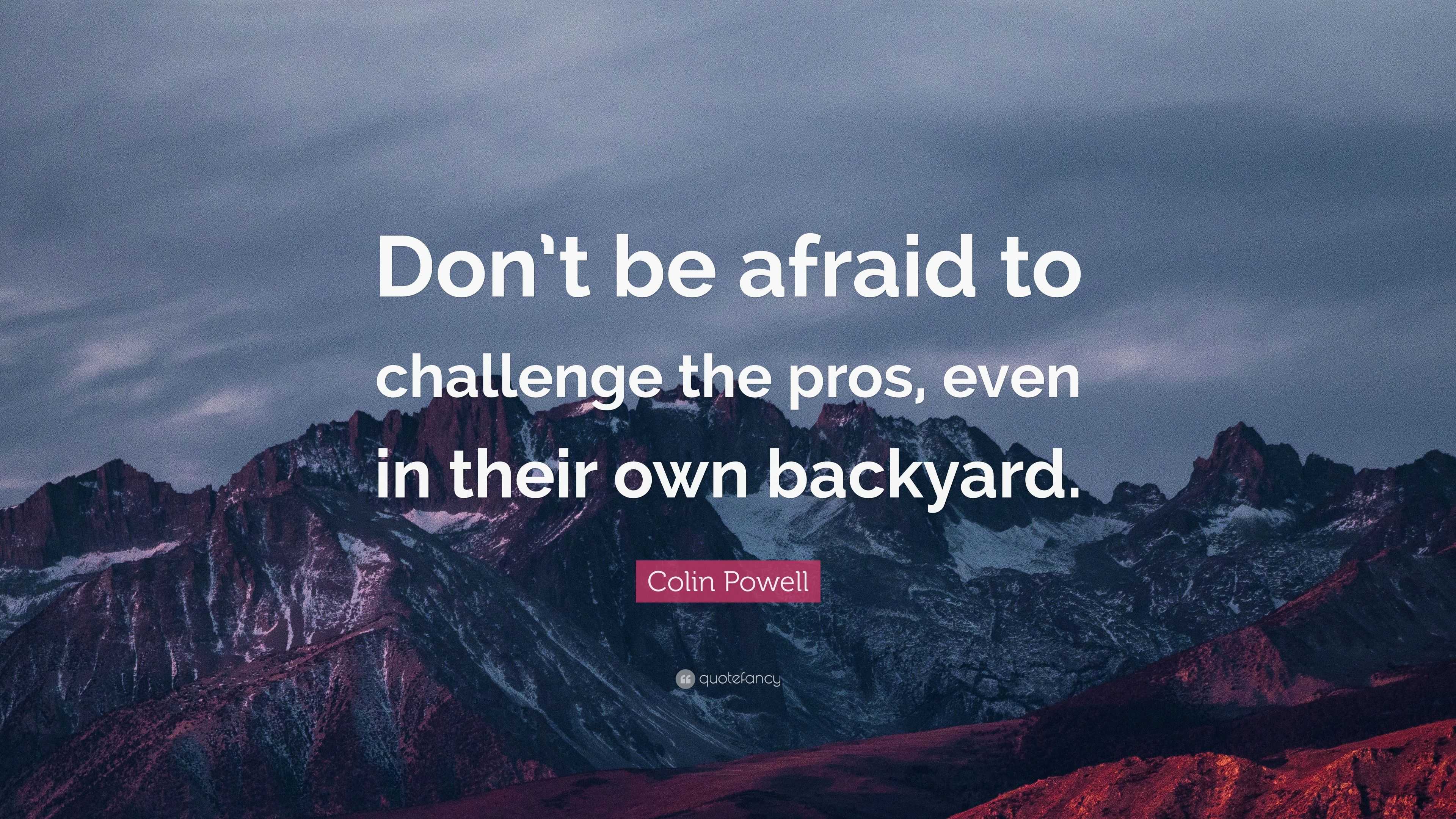 Colin Powell Quote: “Don’t be afraid to challenge the pros, even in ...
