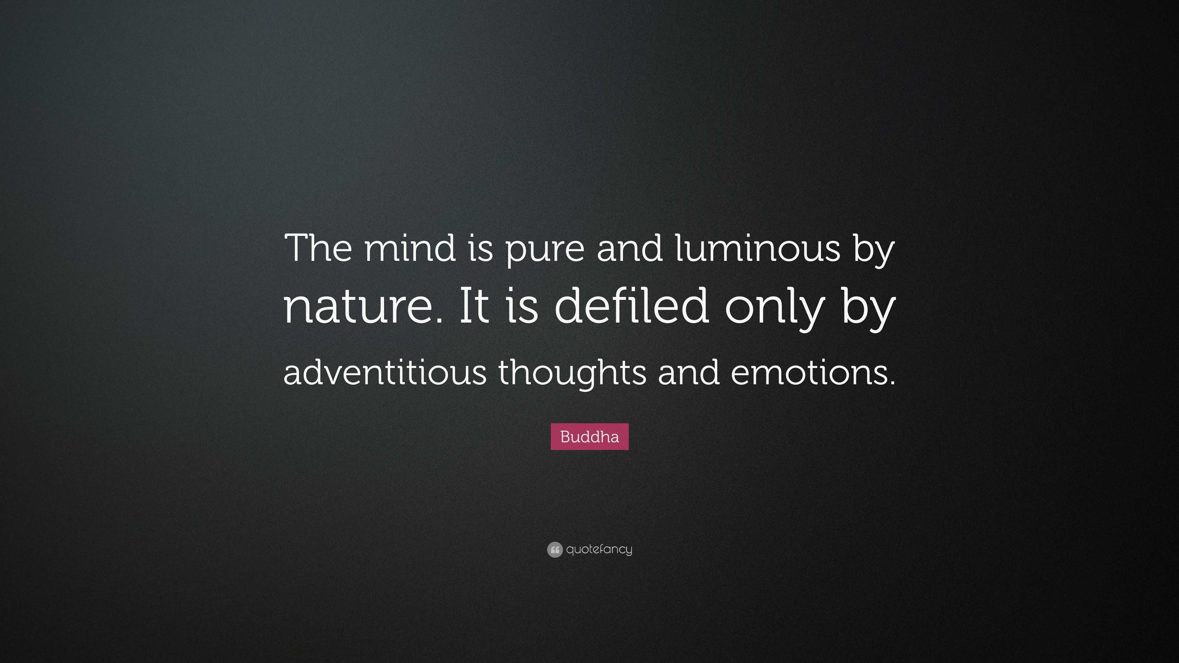 Buddha Quote: “The mind is pure and luminous by nature. It is defiled ...