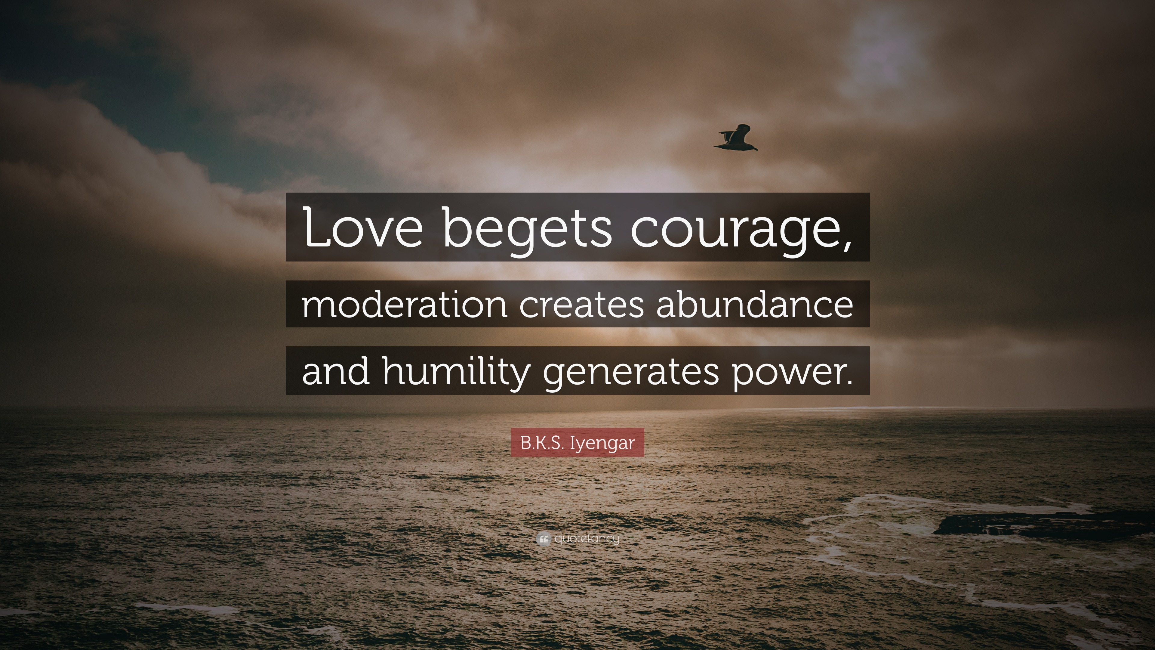 B.K.S. Iyengar Quote: “Love begets courage, moderation creates ...