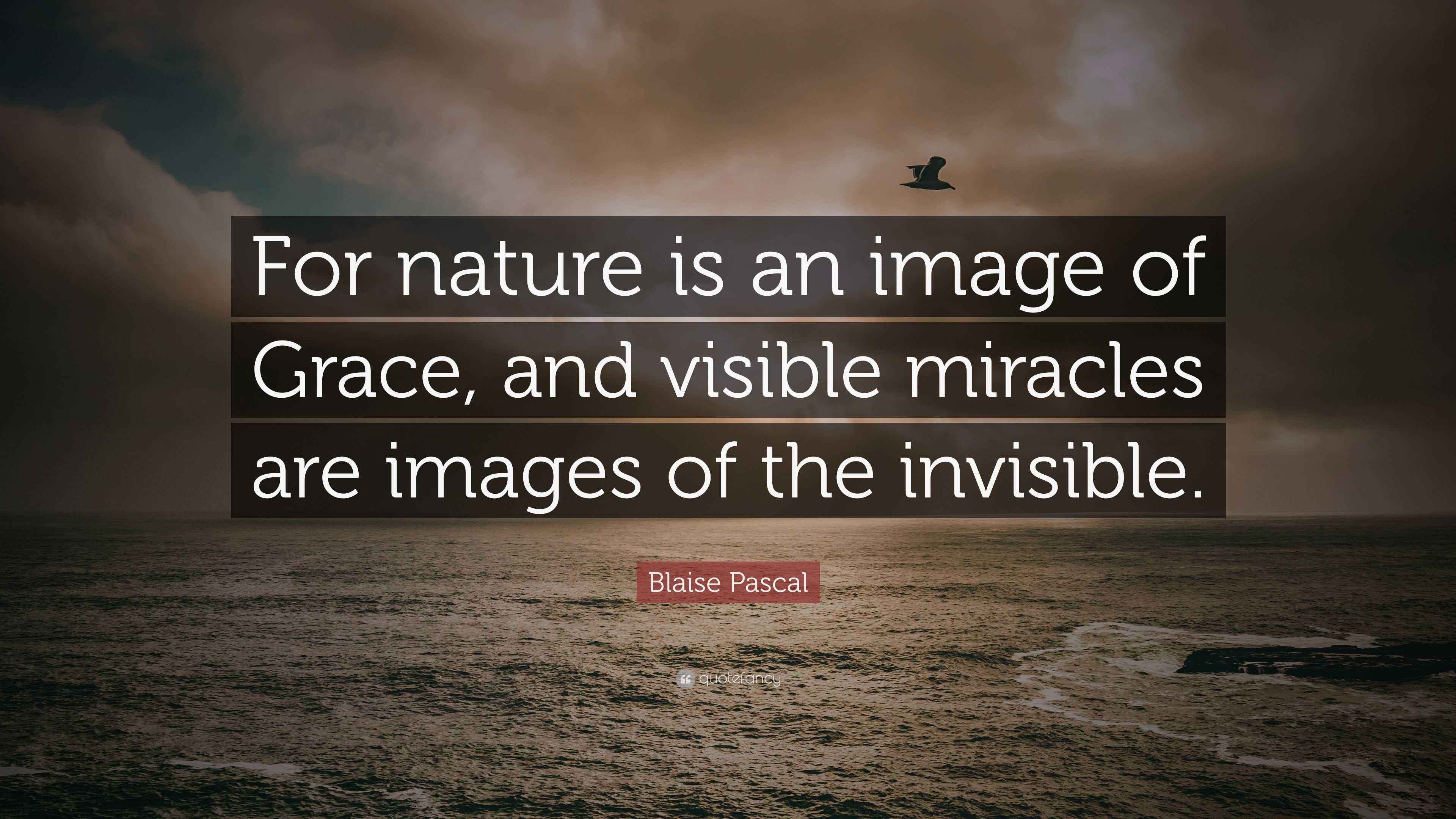 Blaise Pascal Quote: “For nature is an image of Grace, and visible ...