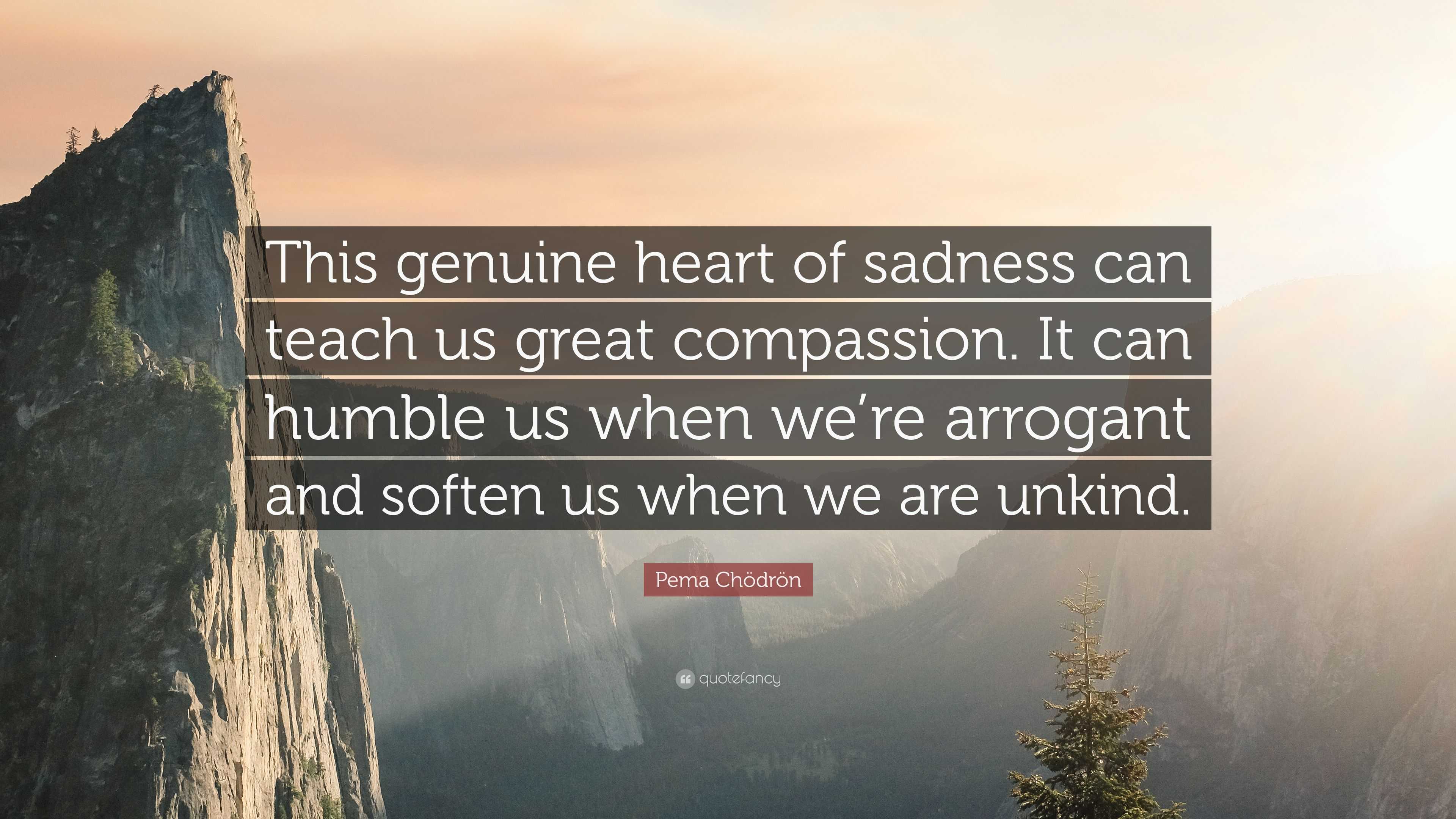 Pema Chödrön Quote: “This genuine heart of sadness can teach us great ...