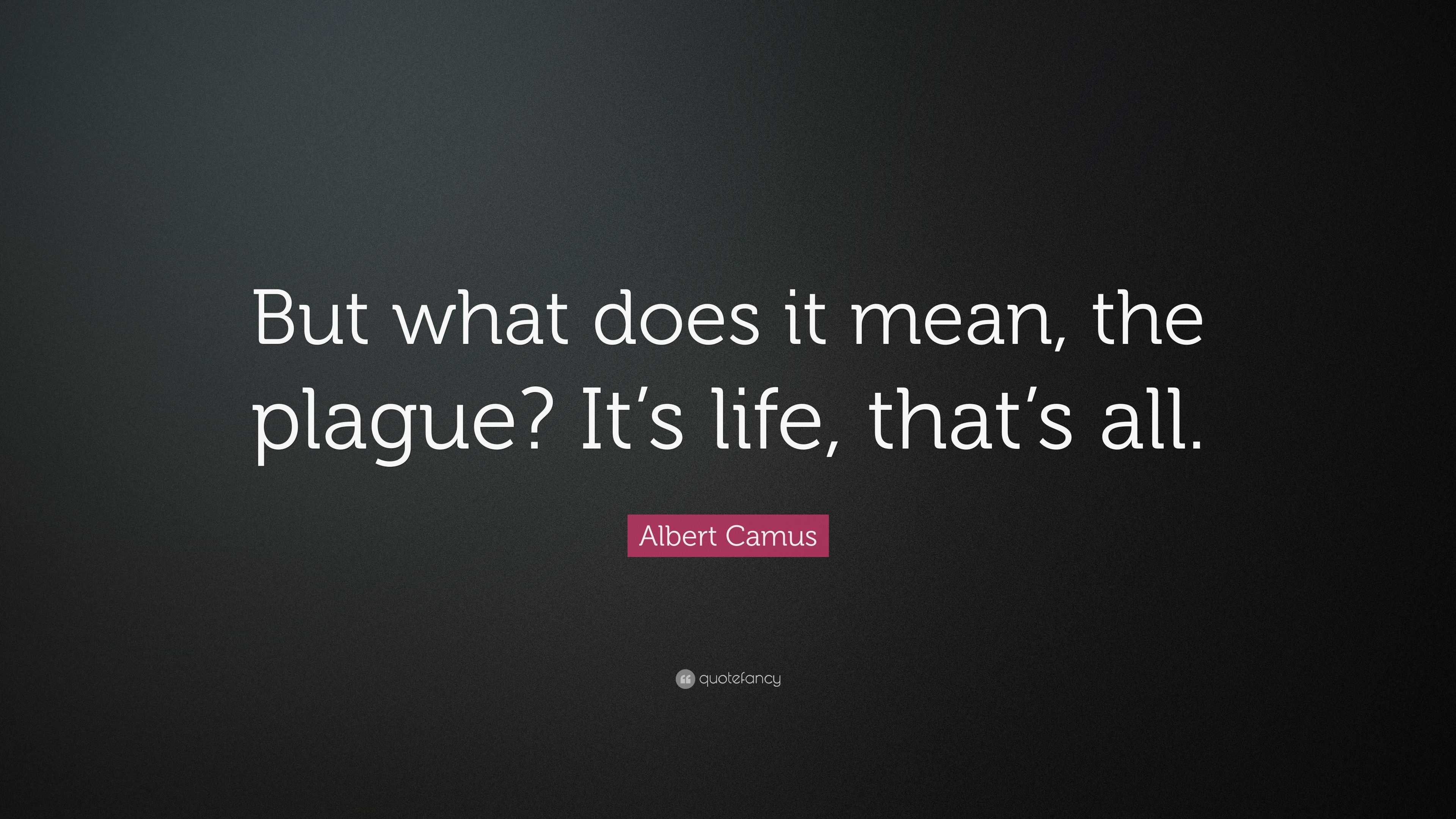 Albert Camus Quote: “But what does it mean, the plague? It’s life, that ...