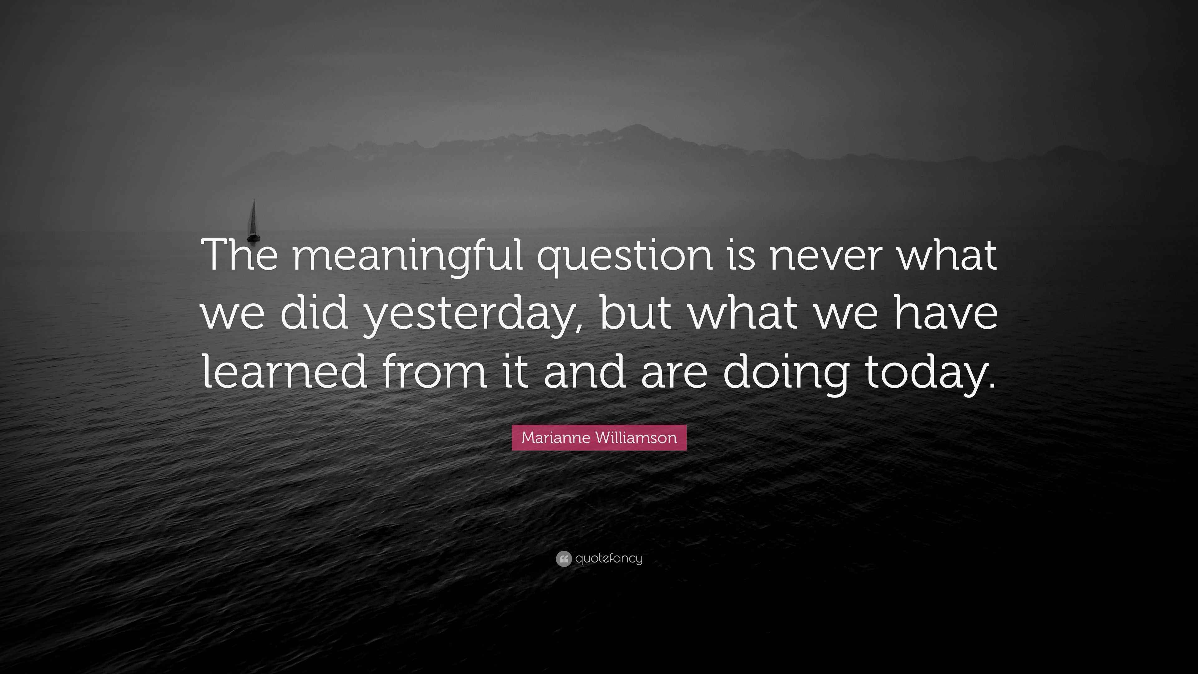 Marianne Williamson Quote: “The meaningful question is never what we ...