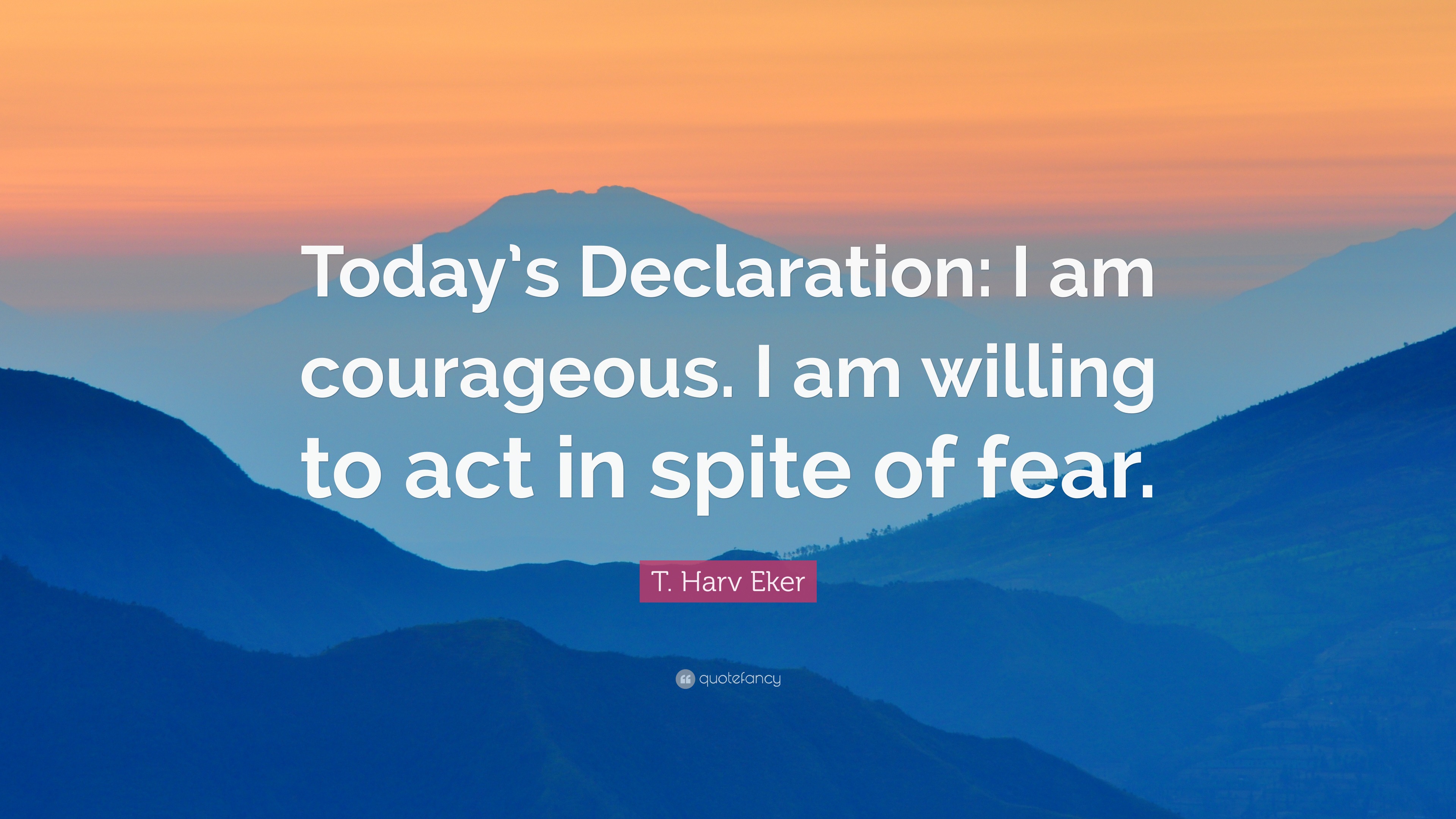T. Harv Eker Quote: “Today’s Declaration: I am courageous. I am willing ...