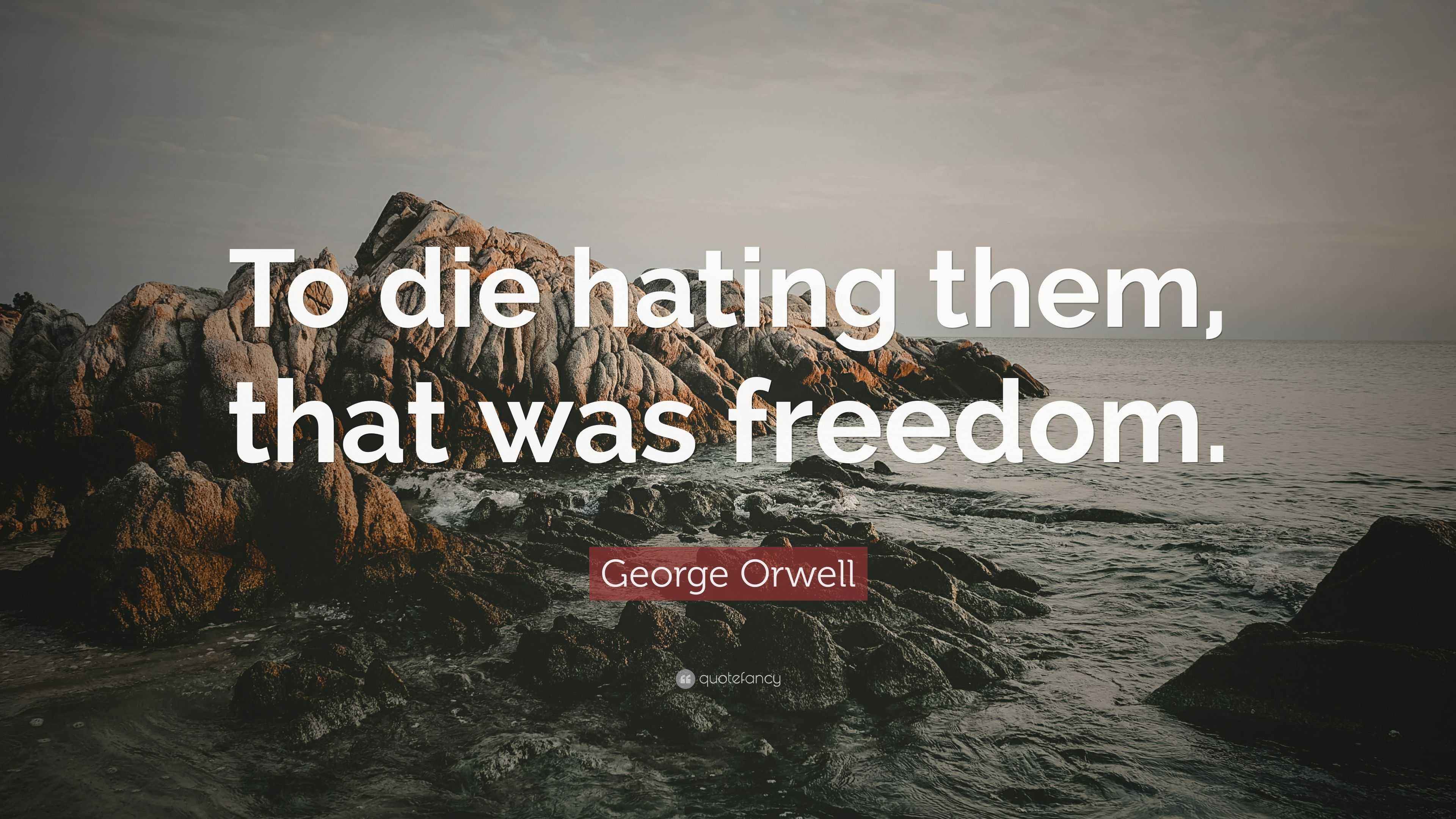 George Orwell Quote: “To die hating them, that was freedom.”