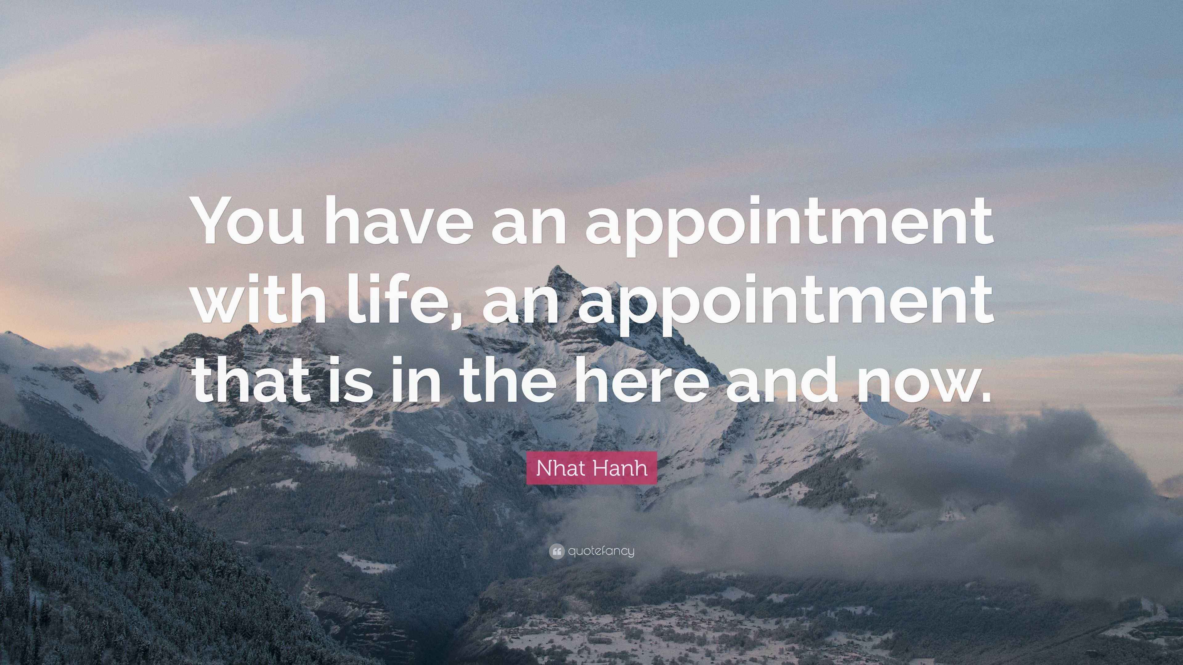 Nhat Hanh Quote: “You have an appointment with life, an appointment ...