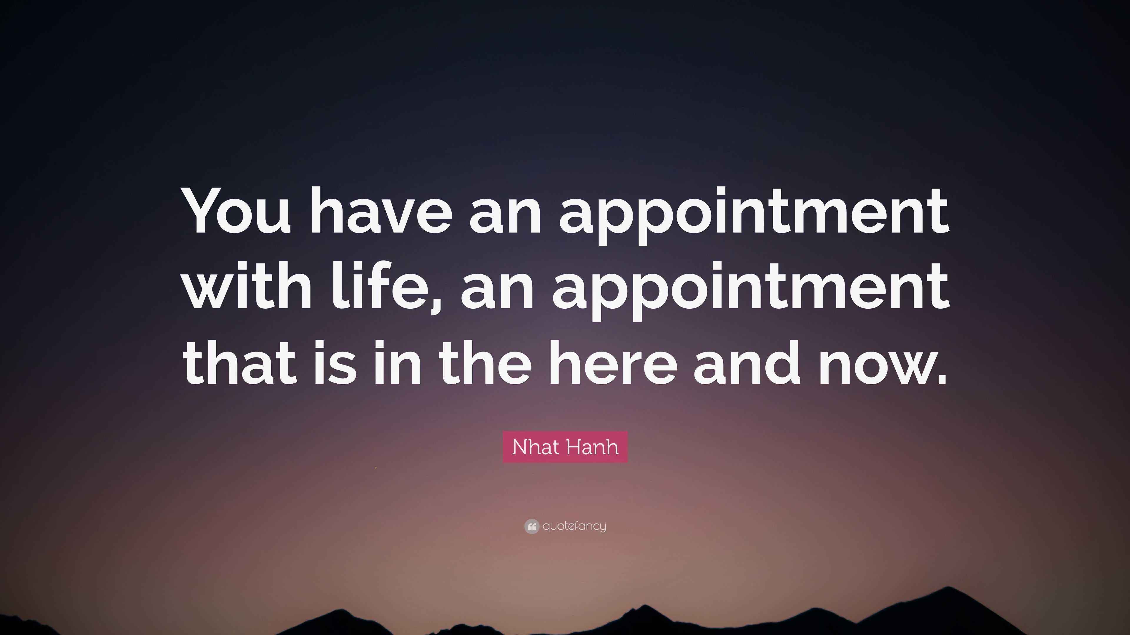 Nhat Hanh Quote: “You have an appointment with life, an appointment ...