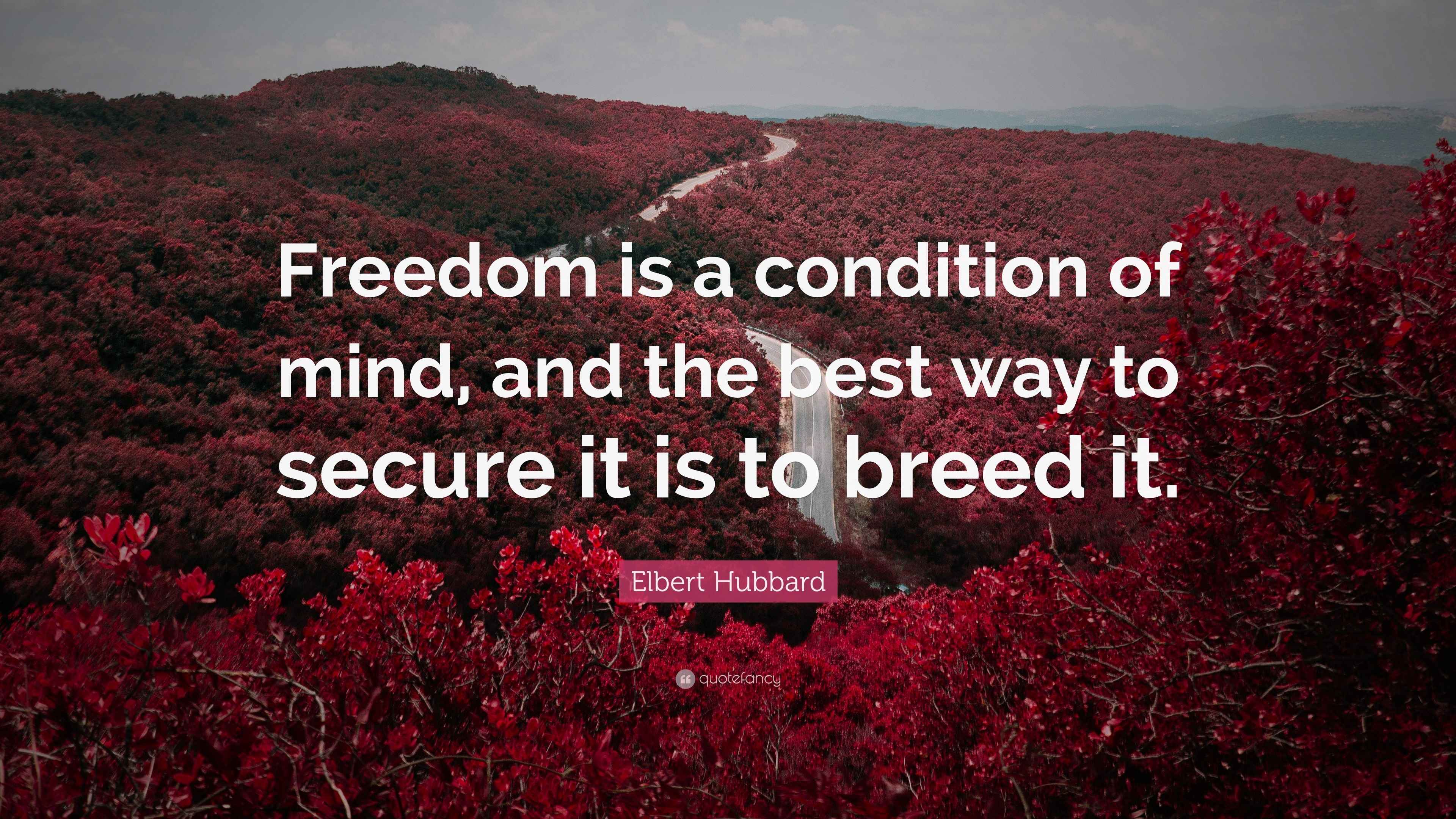 Elbert Hubbard Quote: “Freedom is a condition of mind, and the best way ...