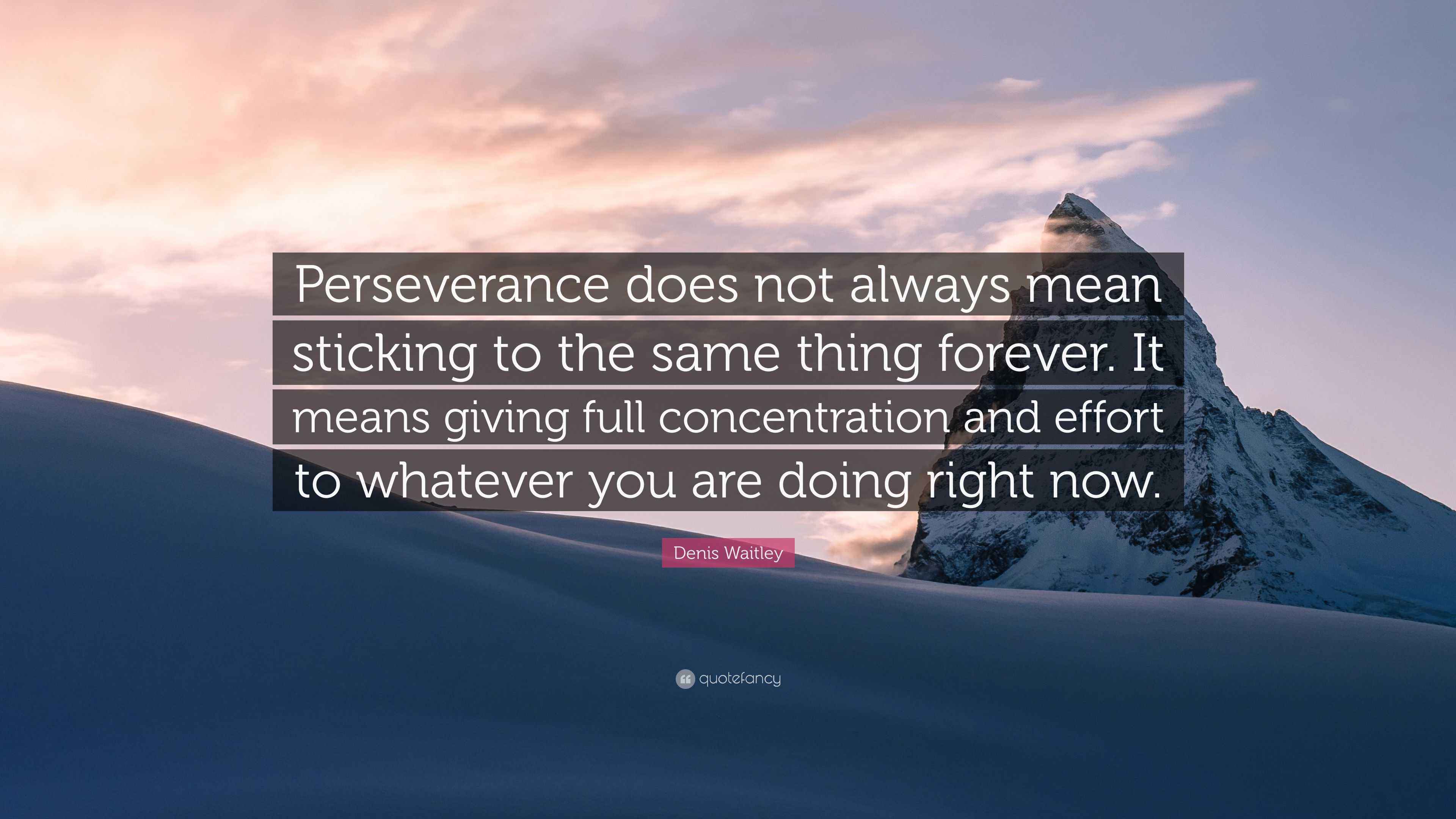 Denis Waitley Quote: “Perseverance does not always mean sticking to the ...
