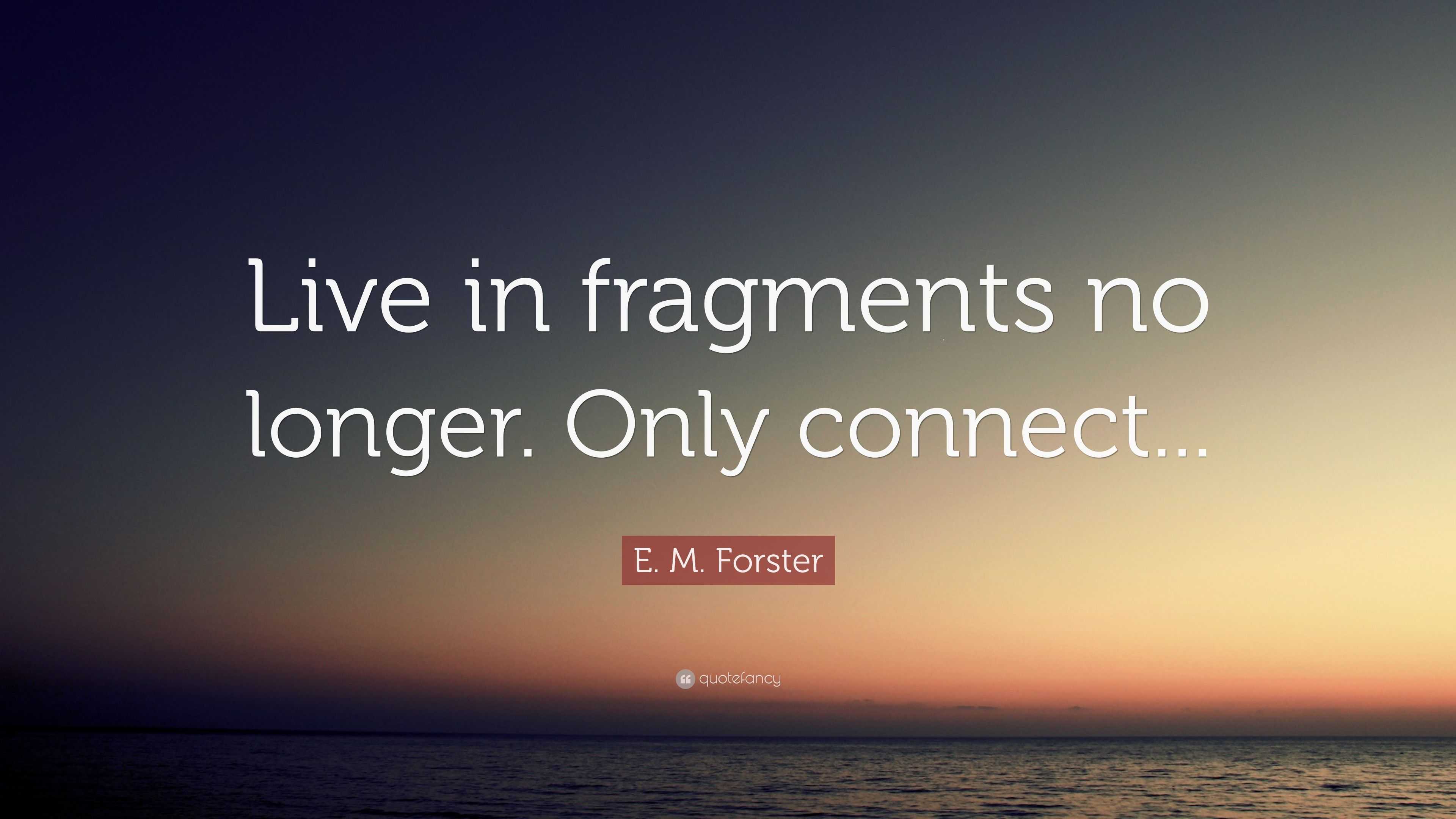 E. M. Forster Quote: “Live in fragments no longer. Only connect...”