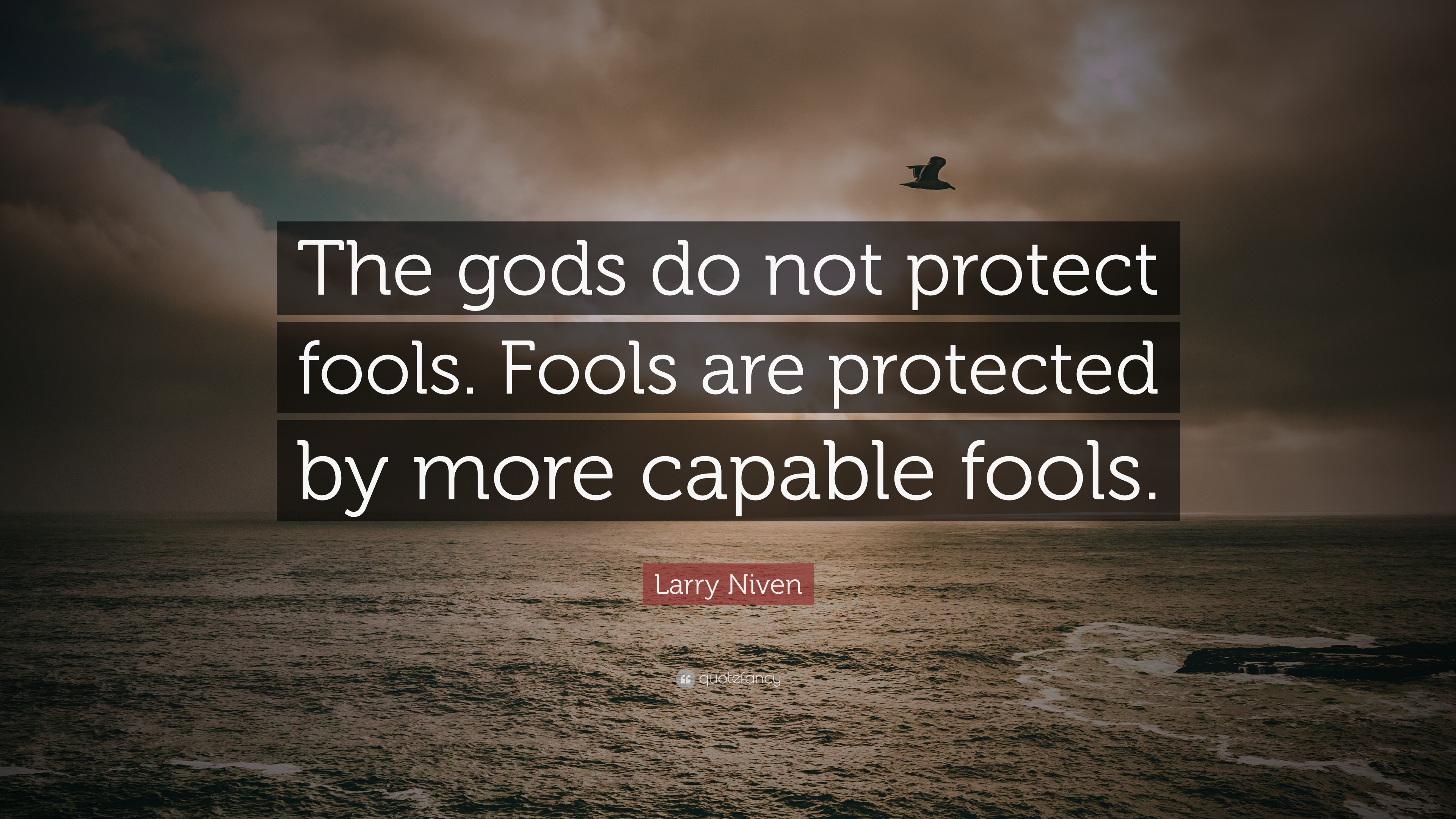 Larry Niven Quote: “The gods do not protect fools. Fools are protected ...